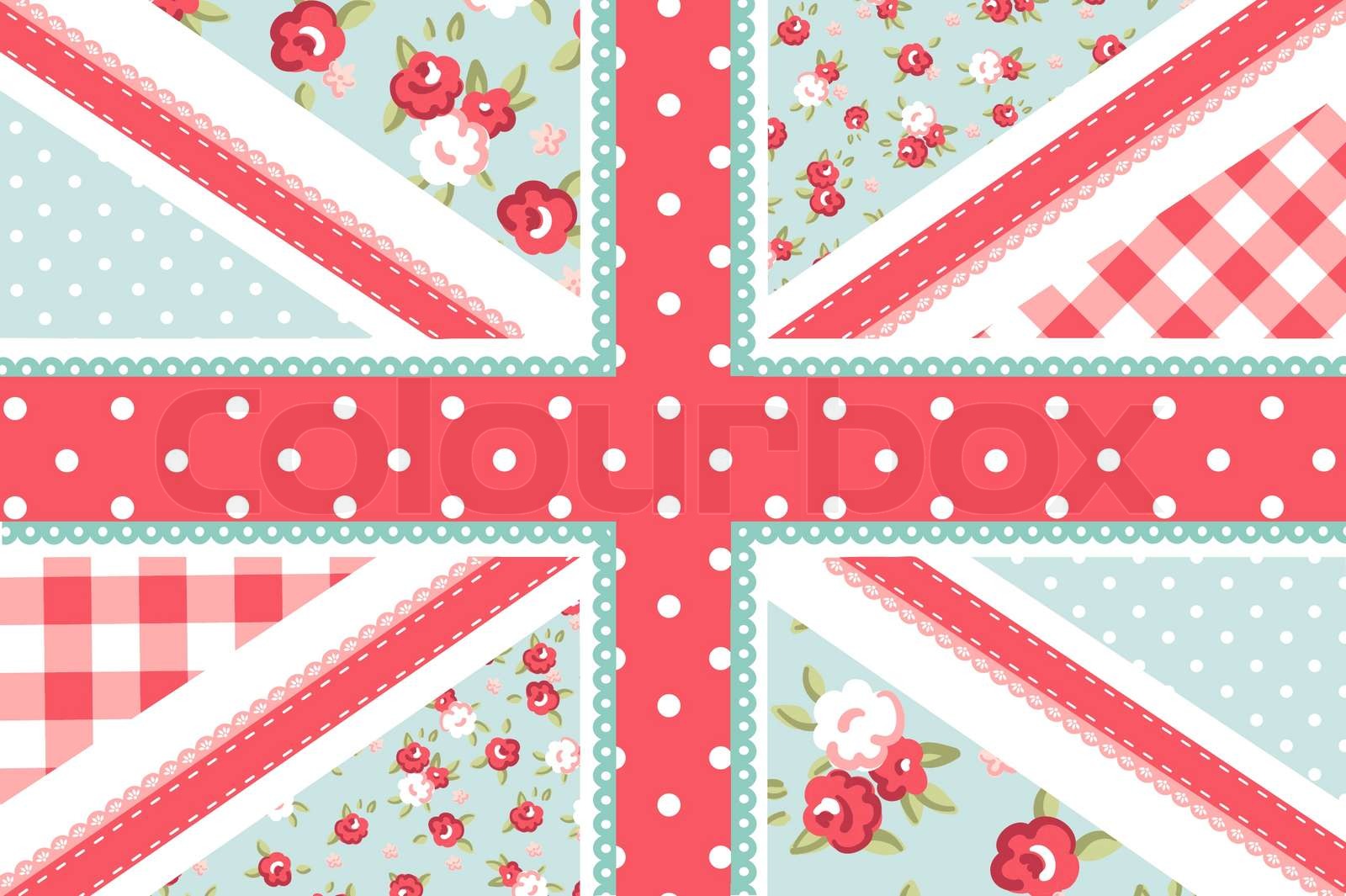 Cute British Flag in Shabby Chic floral style | Stock vector | Colourbox