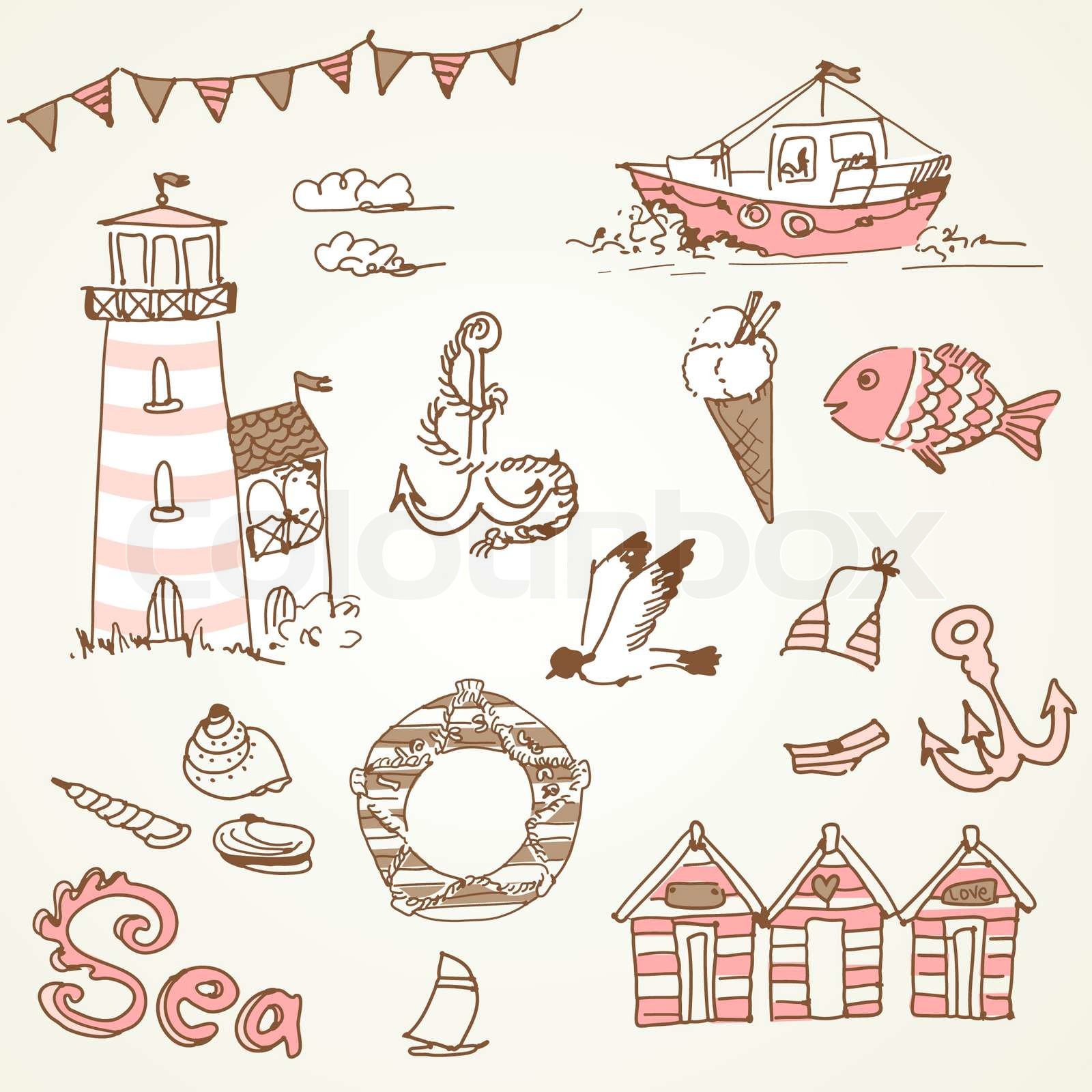 Sea doodles | Stock vector | Colourbox