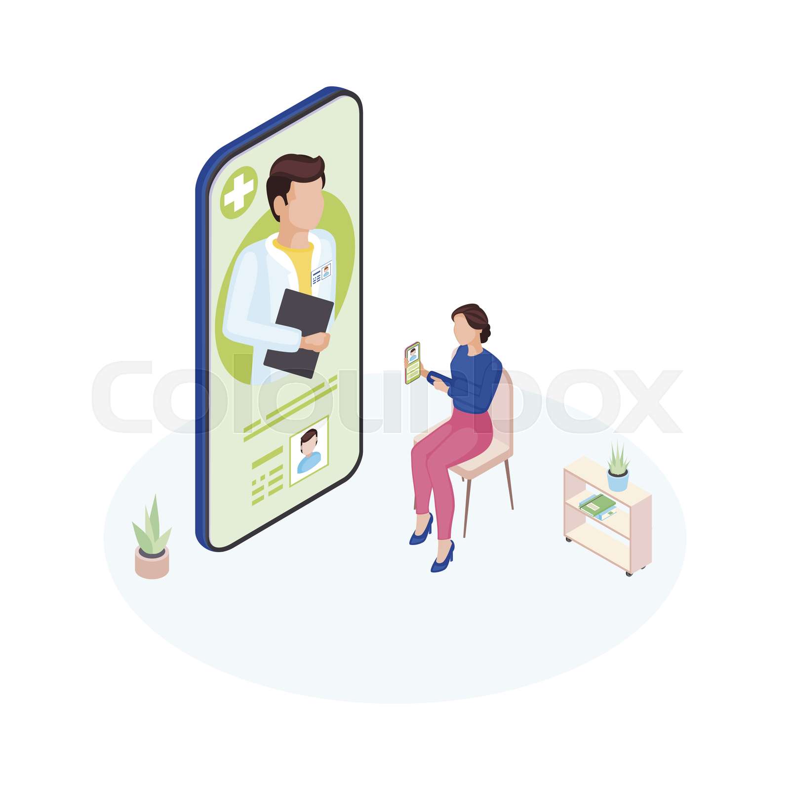 Doctor on call service isometric illustration. General practitioner ...