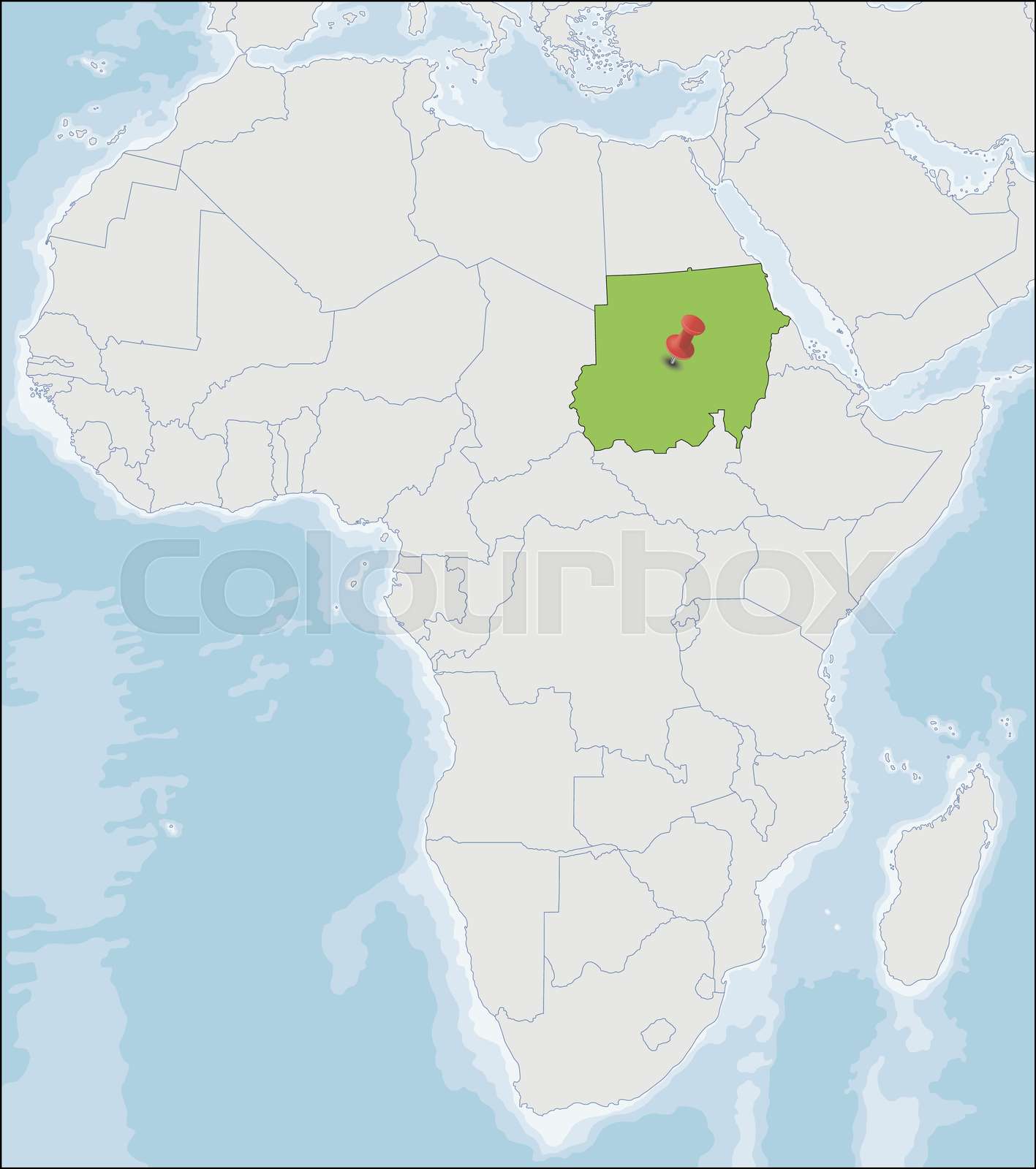 Republic of the Sudan location on Africa map | Stock vector | Colourbox