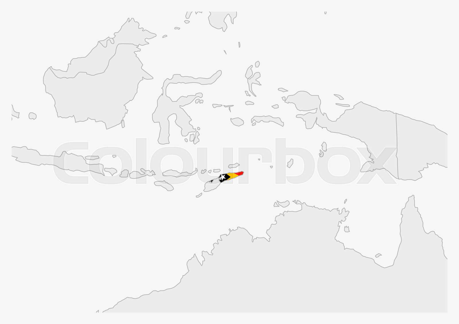 East Timor map highlighted in Timor-Leste flag colors | Stock vector ...