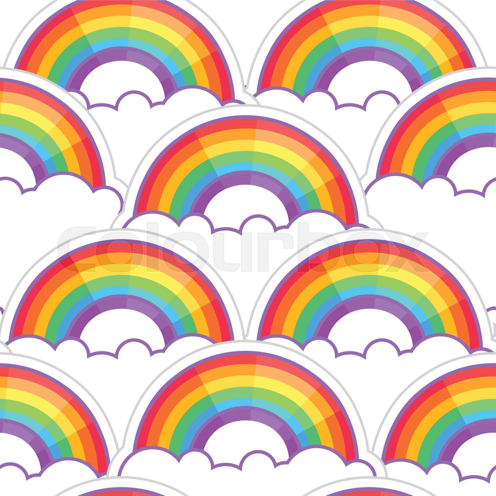 Rainbows and clouds seamless pattern. Trendy stylish texture. Repeating ...