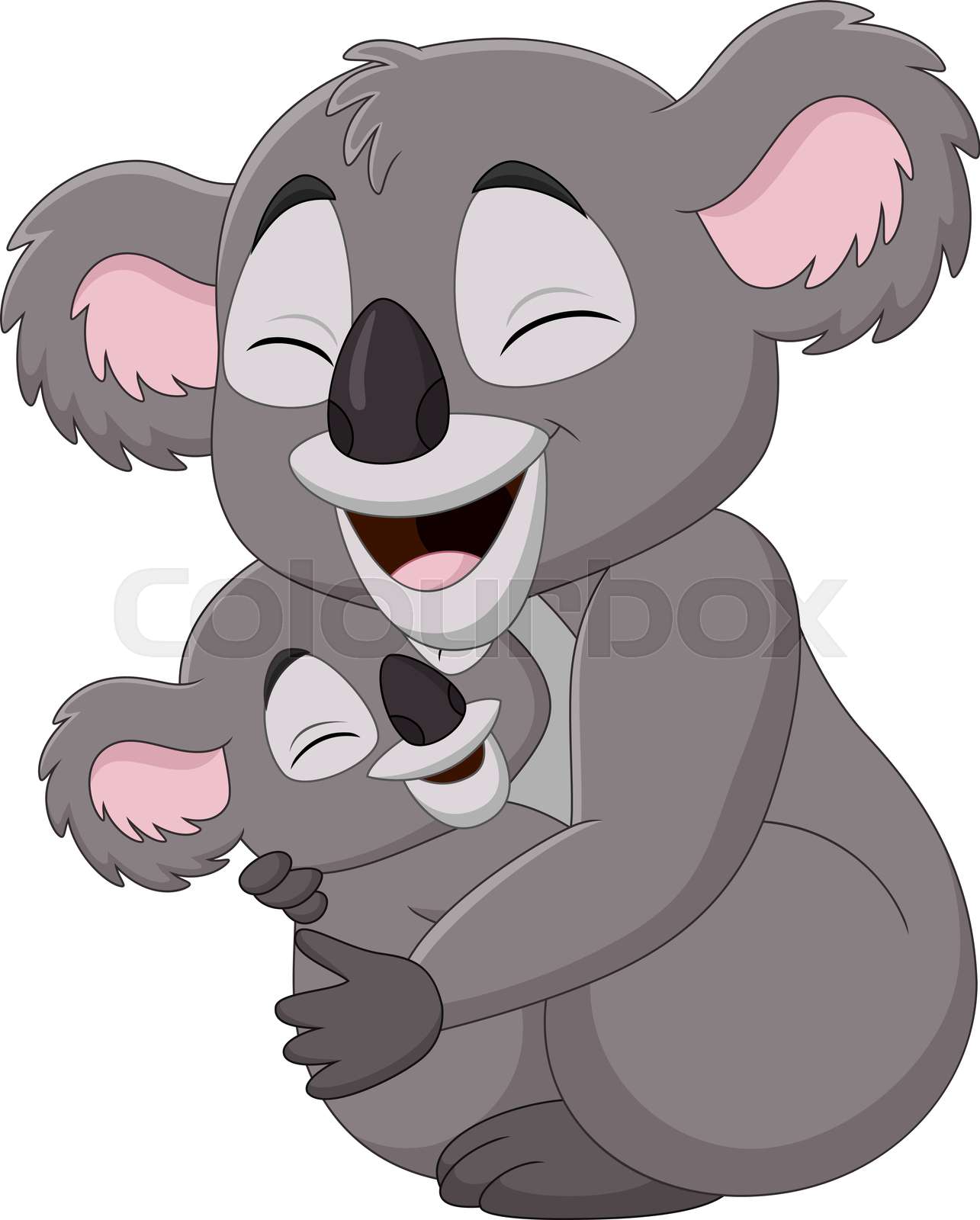 Cute mother Koala and baby hugging | Stock vector | Colourbox