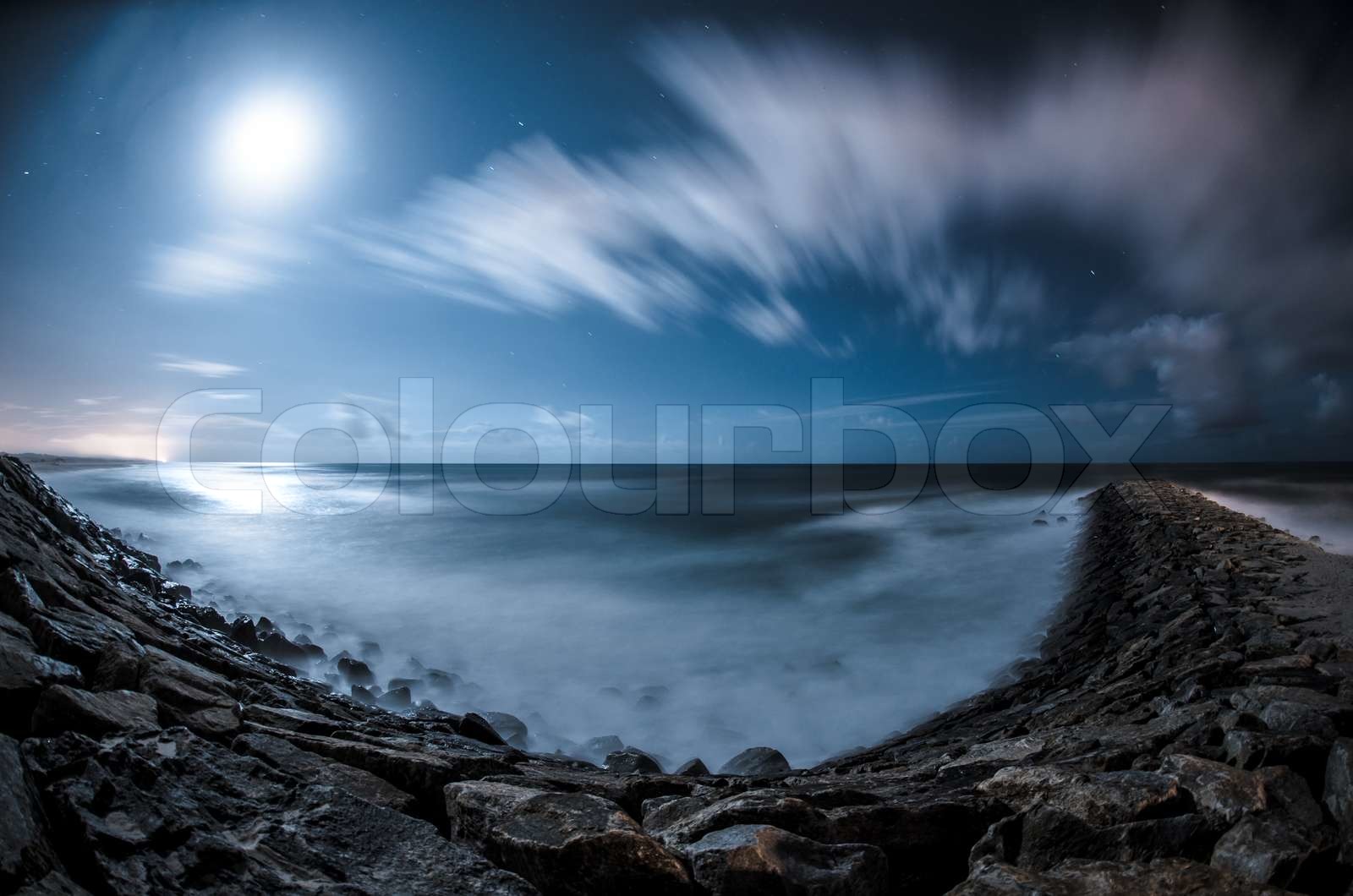 Rocky coast at night | Stock image | Colourbox