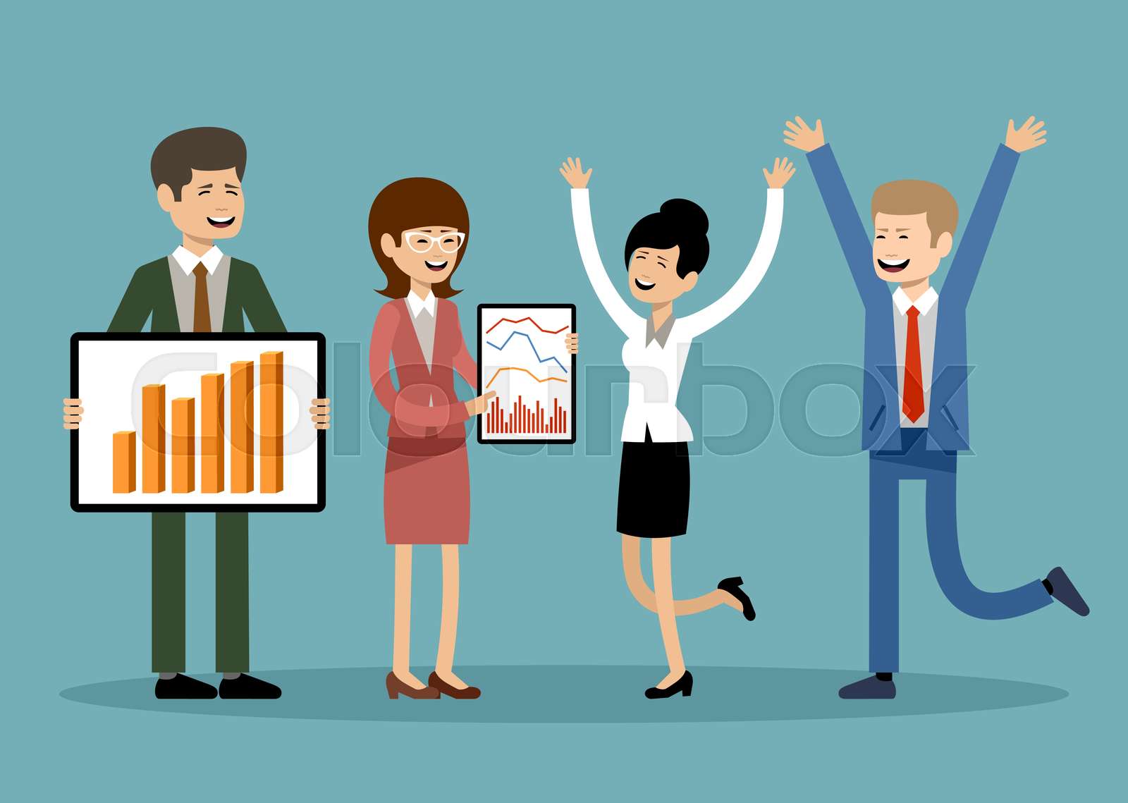 Smiling business people, office workers | Stock vector | Colourbox