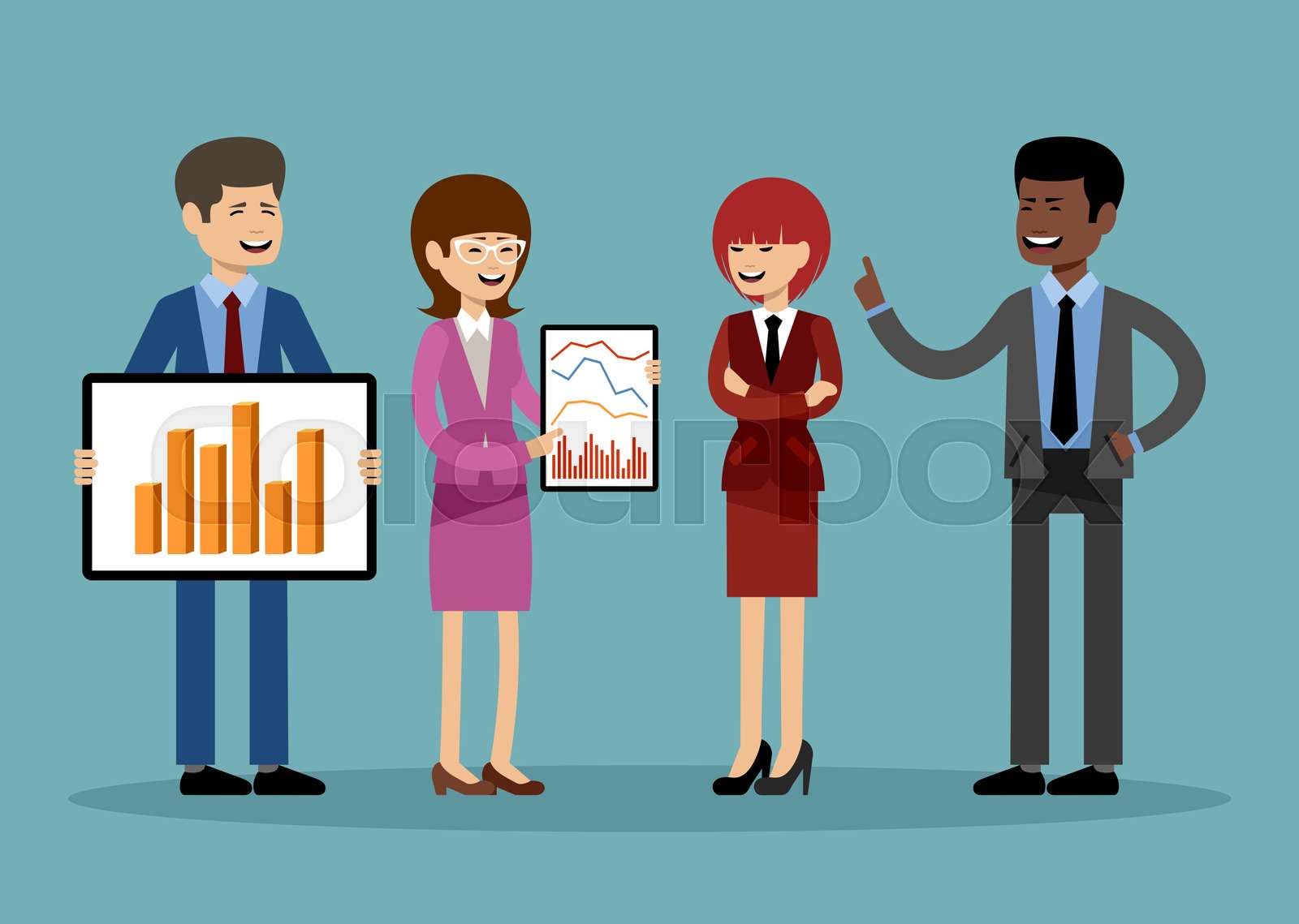 Smiling business people, office workers | Stock vector | Colourbox