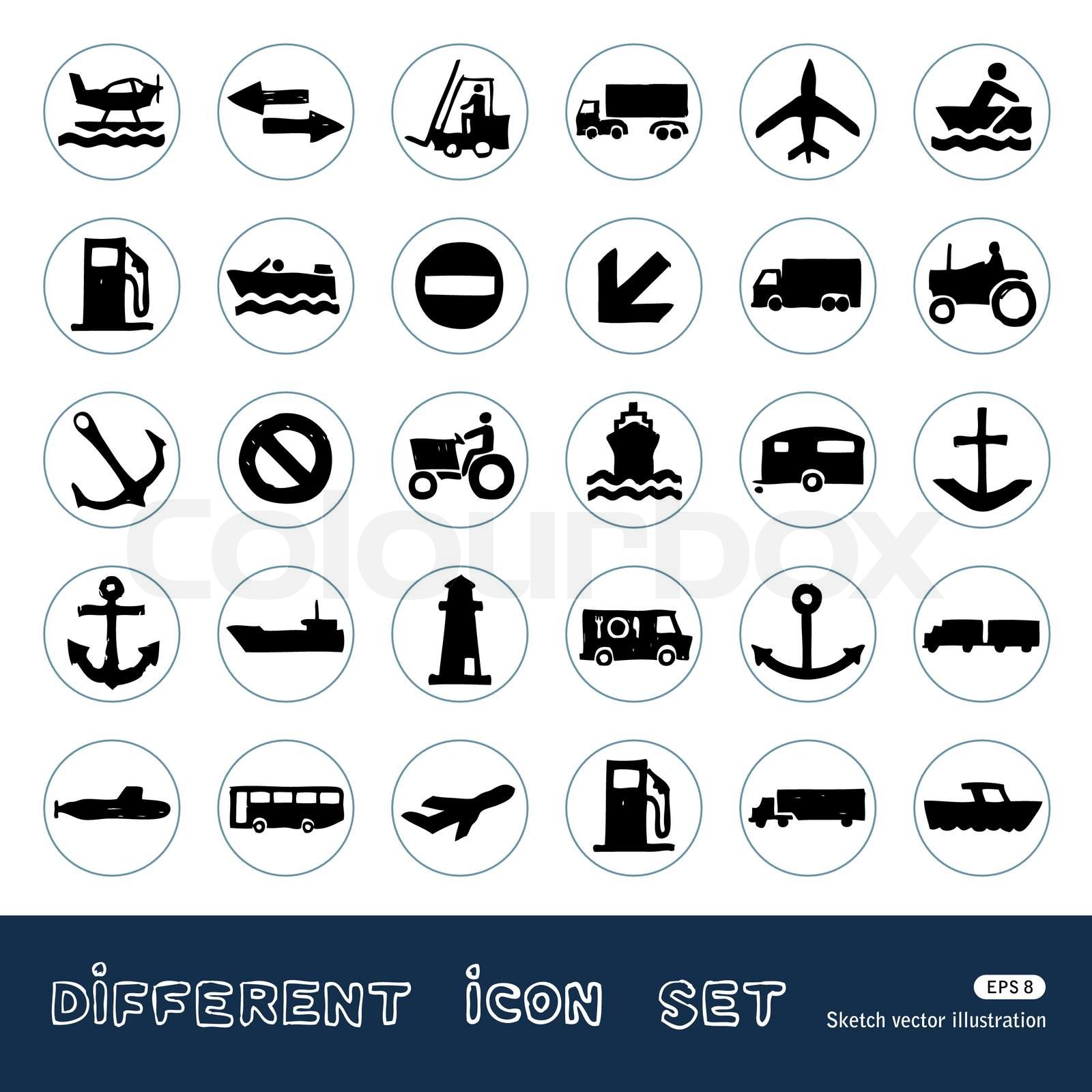 Sea, work and road transport and signs | Stock vector | Colourbox