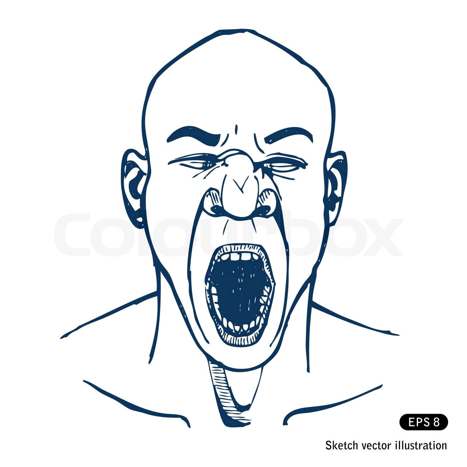 Shouting or yawning man. Open mouth | Stock vector | Colourbox