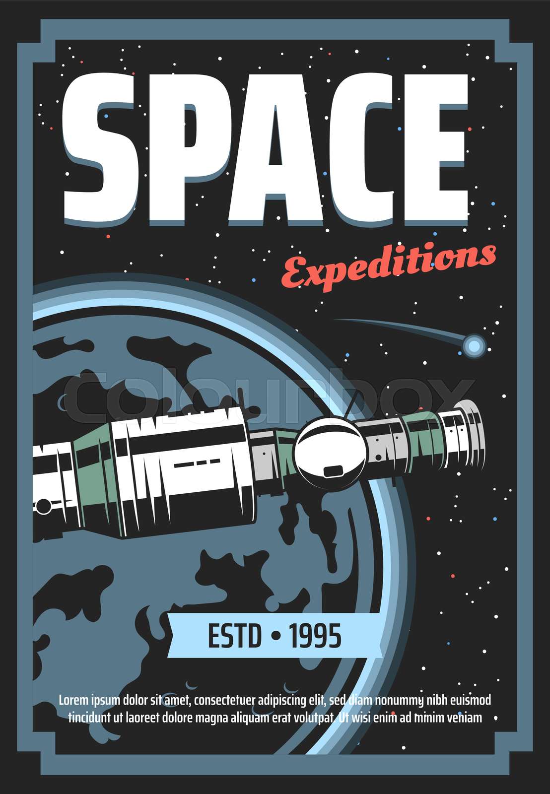 Galaxy expedition and cosmic space exploration | Stock vector | Colourbox