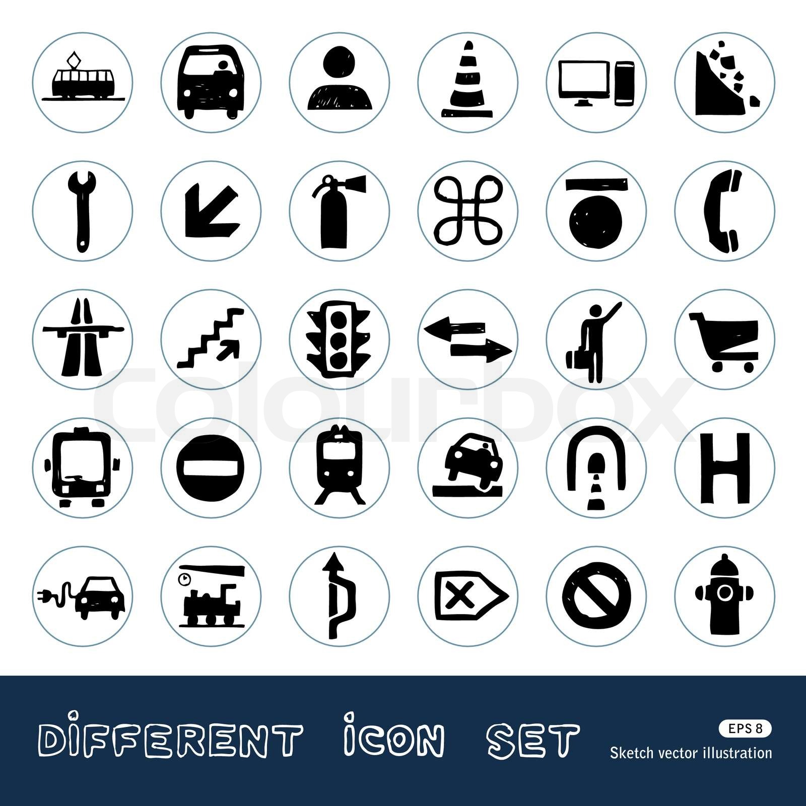 Transport and road signs urban web icons set | Stock vector | Colourbox
