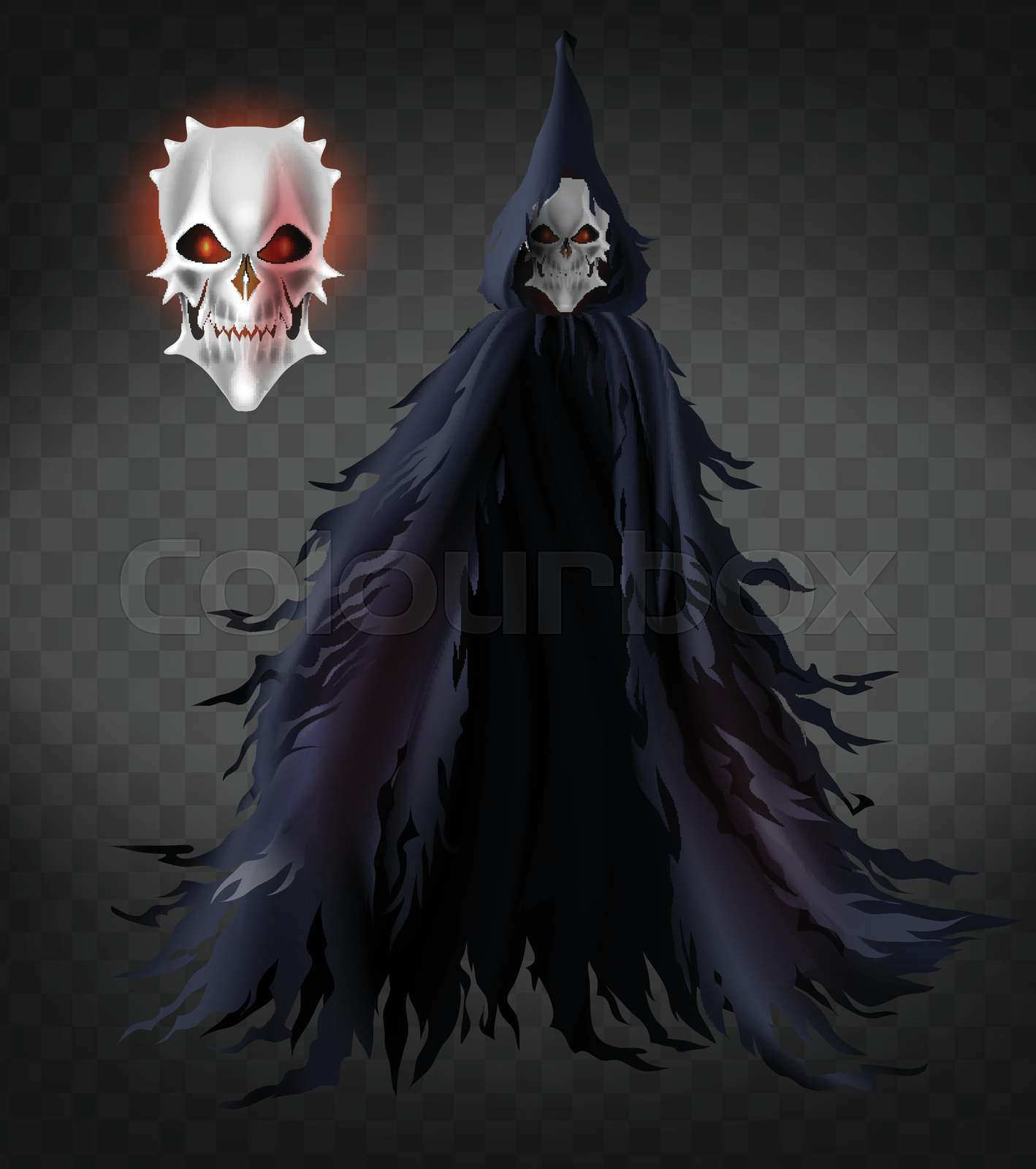 Evil monster in black ragged cloak 3d vector | Stock vector | Colourbox