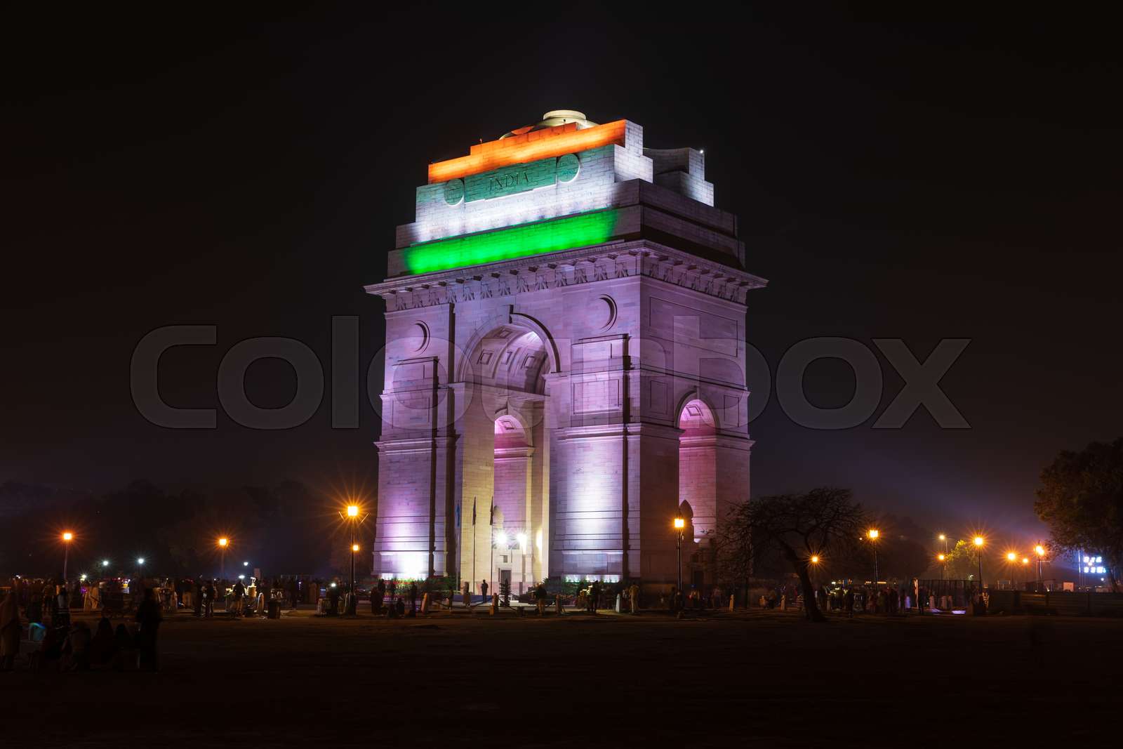 India Gate lit up at night, New Dehli | Stock image | Colourbox