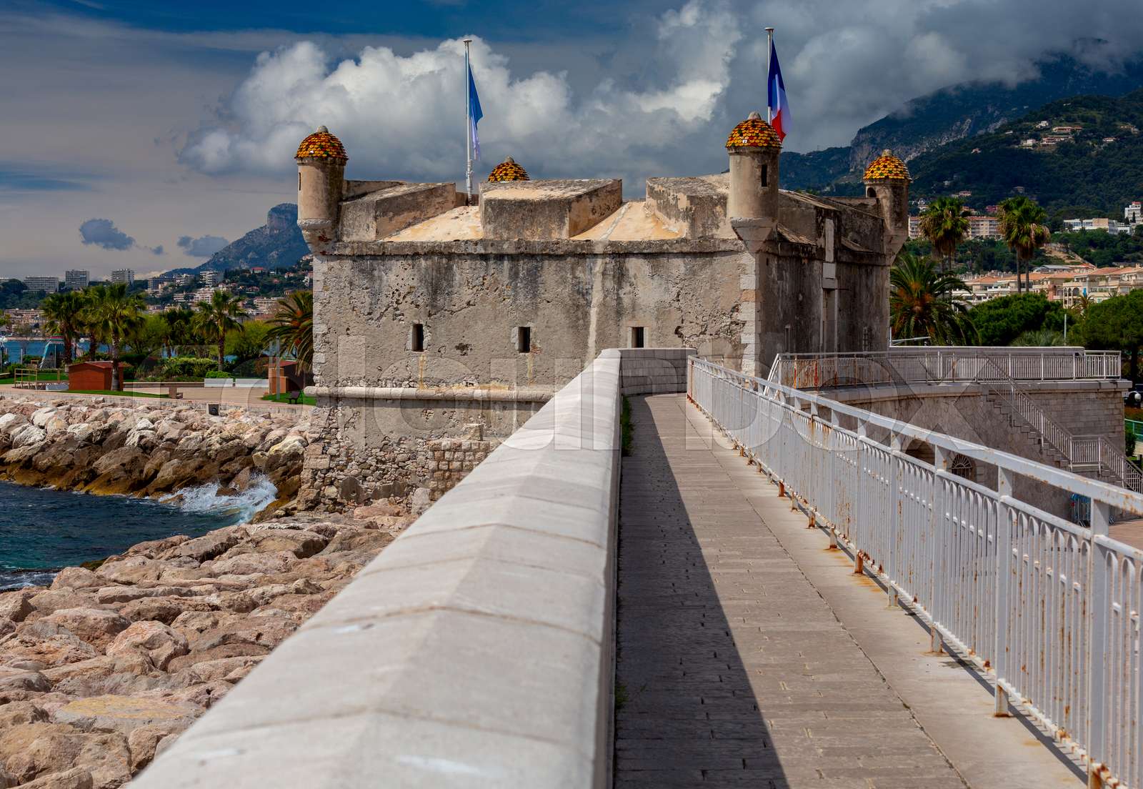 Menton. Old bastion fort with a fortress wall on the seashore. | Stock ...