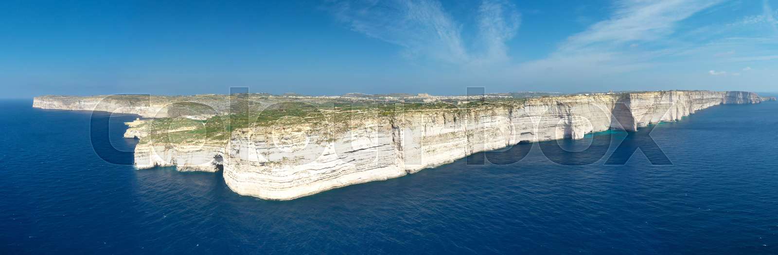 Aerial view of Sanap cliffs. Gozo island, Malta | Stock image | Colourbox
