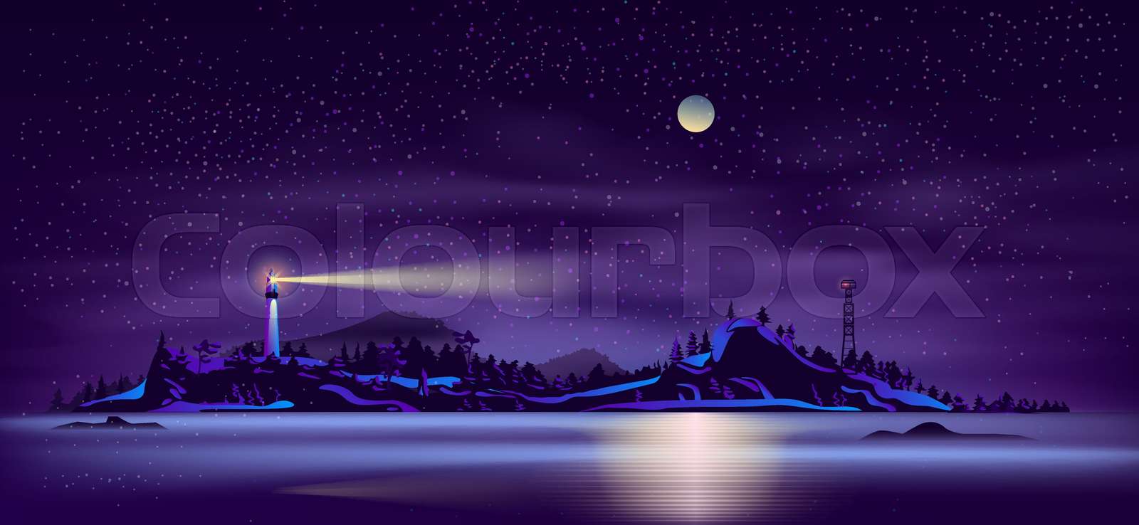 Wild northern island coastline cartoon vector | Stock vector | Colourbox