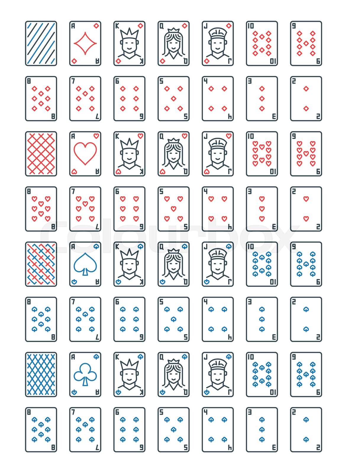 Poker Playing Cards vector line icons set. Card signs | Stock vector ...