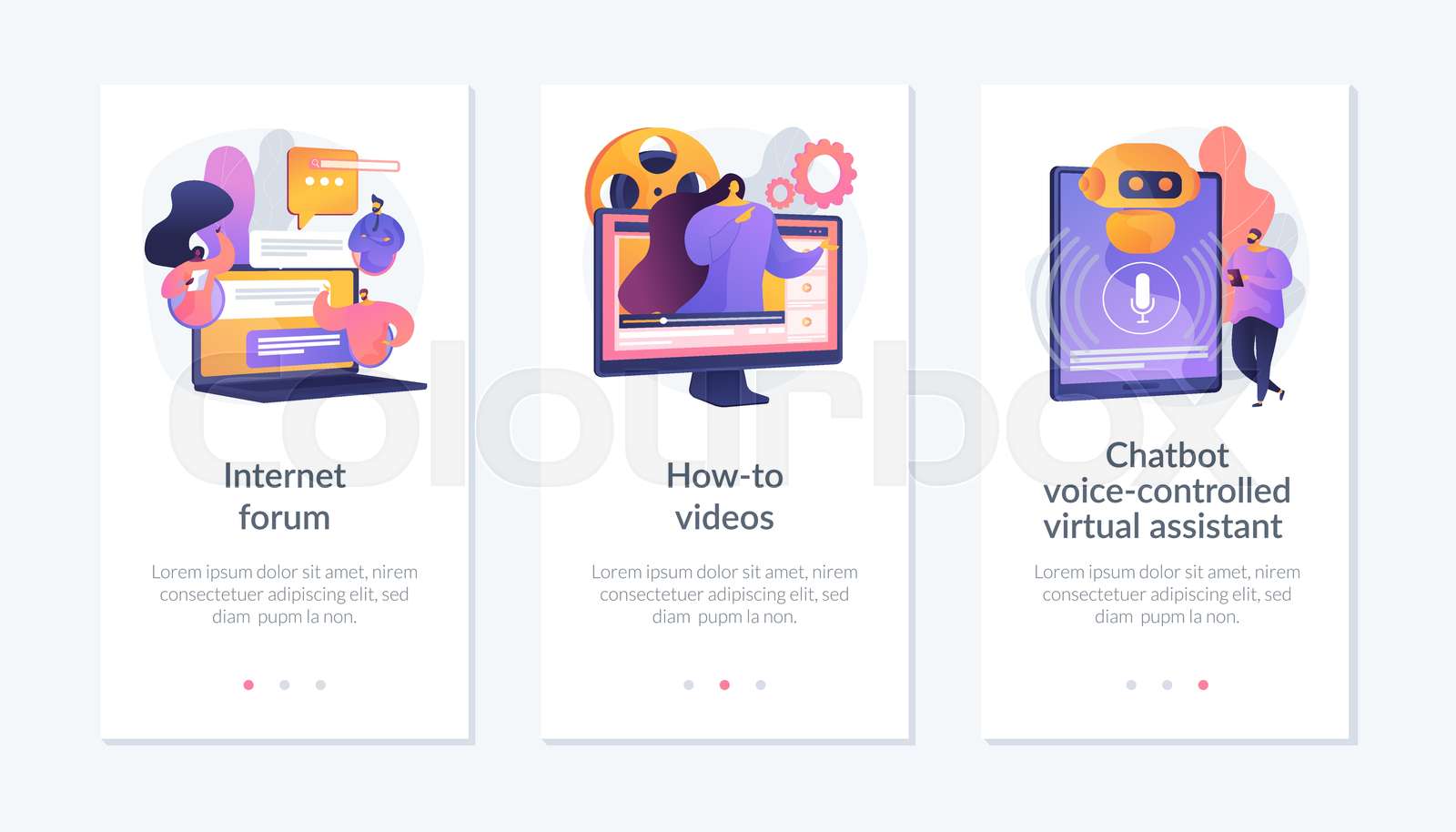 Virtual help and assistance app interface template. | Stock vector ...