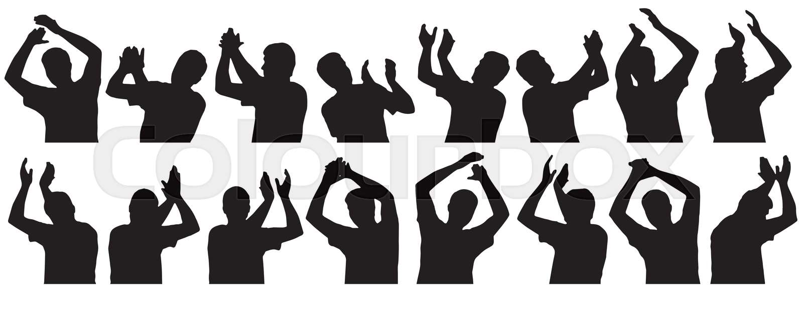 Set of silhouettes of man. Clapping hand, waving hands, applauding man ...