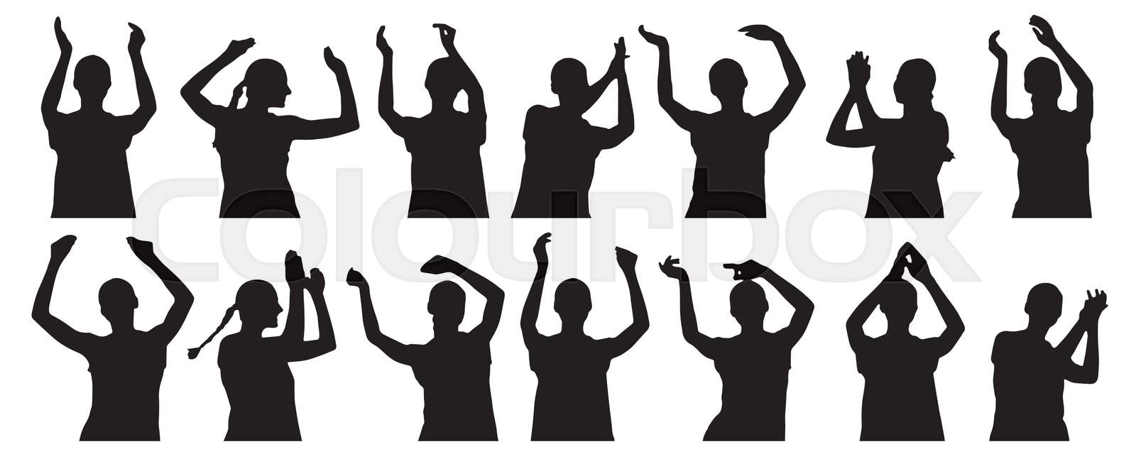 Woman clapping hands, waving hands. Set of silhouettes. Vector ...