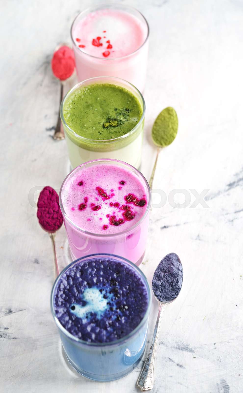 Different types of colored latte | Stock image | Colourbox