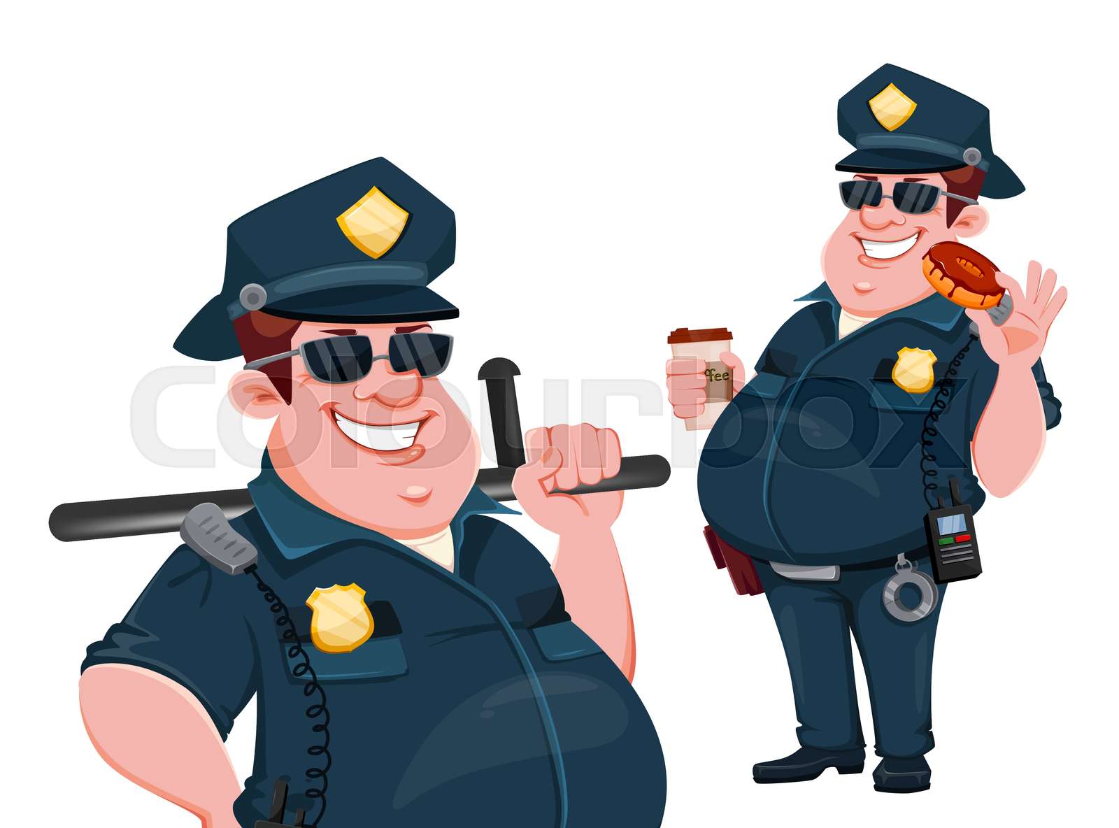 Police officer. Funny cartoon character | Stock vector | Colourbox