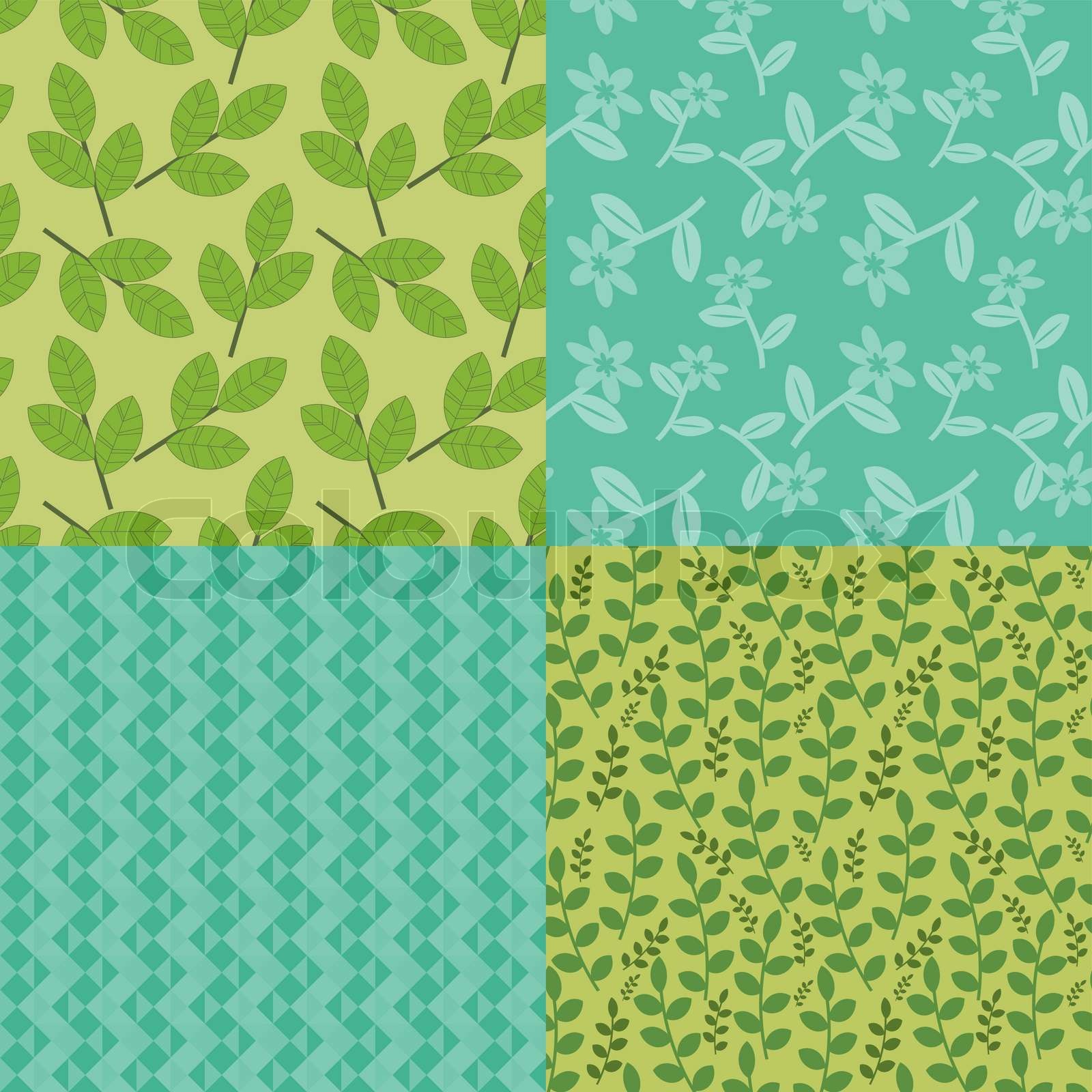 Green and blue seamless decorative patterns | Stock vector | Colourbox