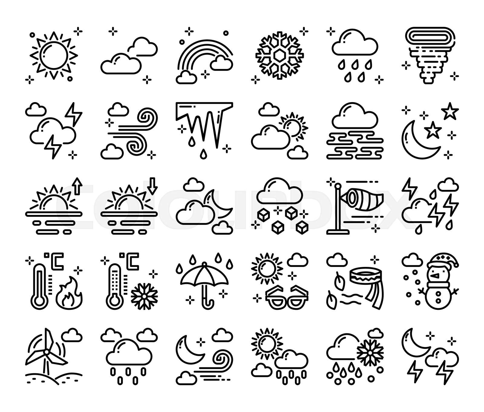 weather outline vector icons | Stock vector | Colourbox