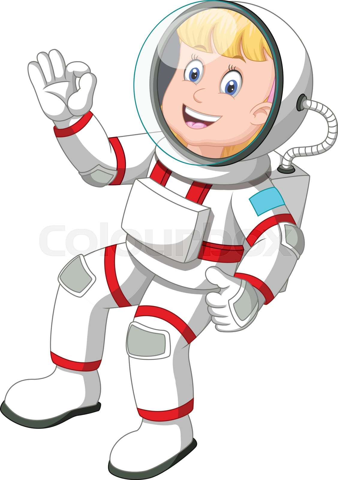 Cool Astronaut Man In White Red Suit Uniform Cartoon | Stock vector ...