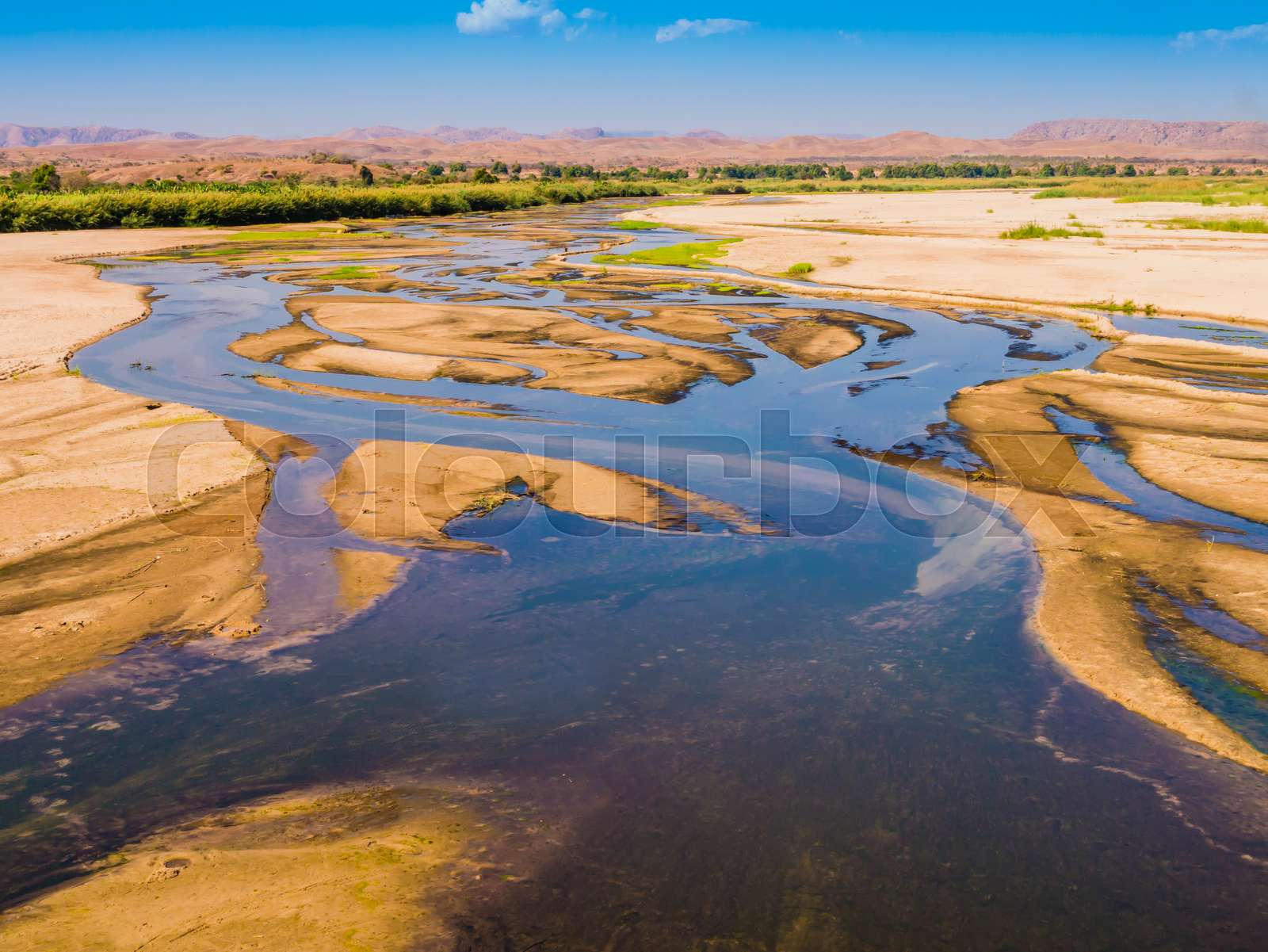 Stunning african landscape with Tsiribihina river during dry season ...