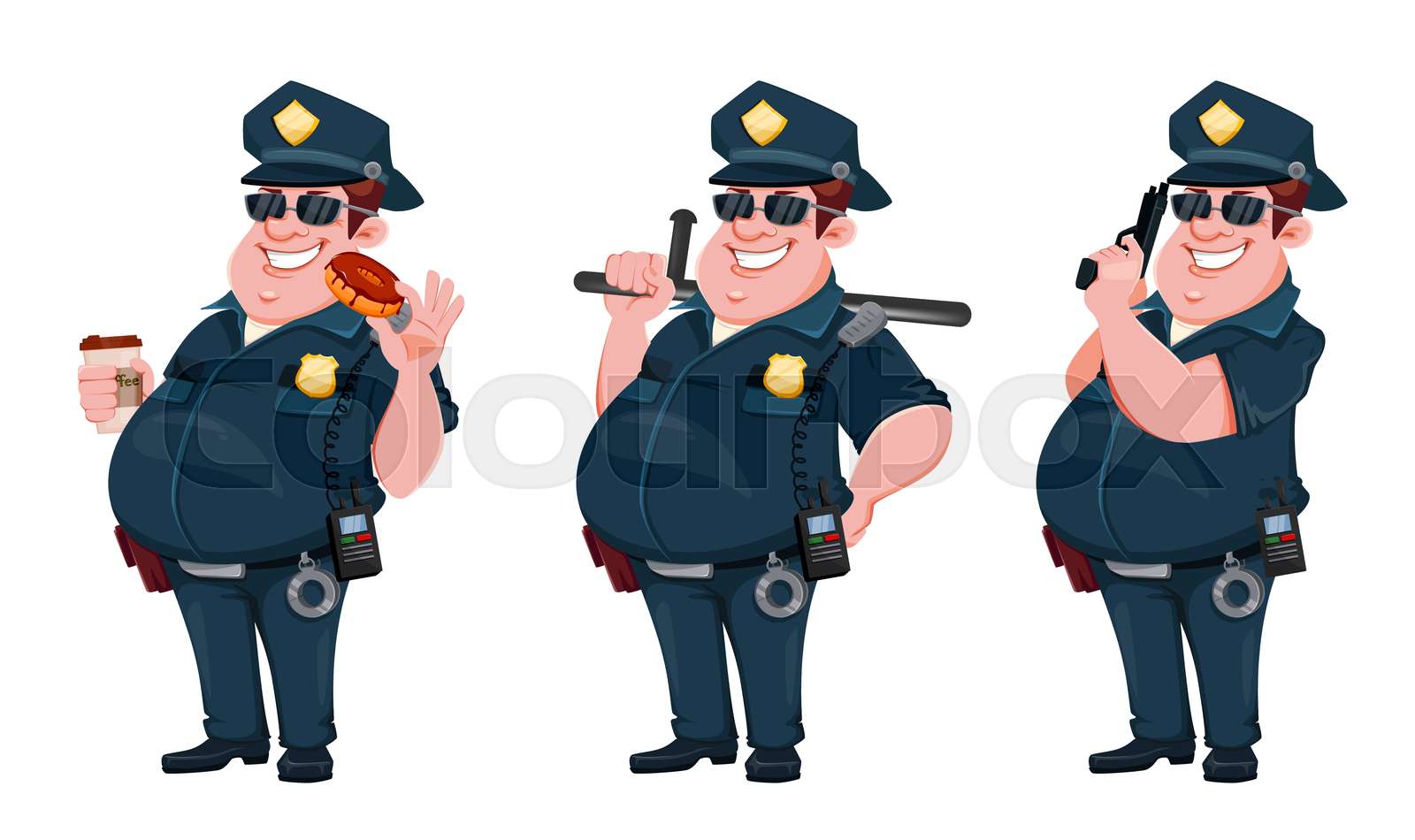 Police officer. Funny cartoon character | Stock vector | Colourbox