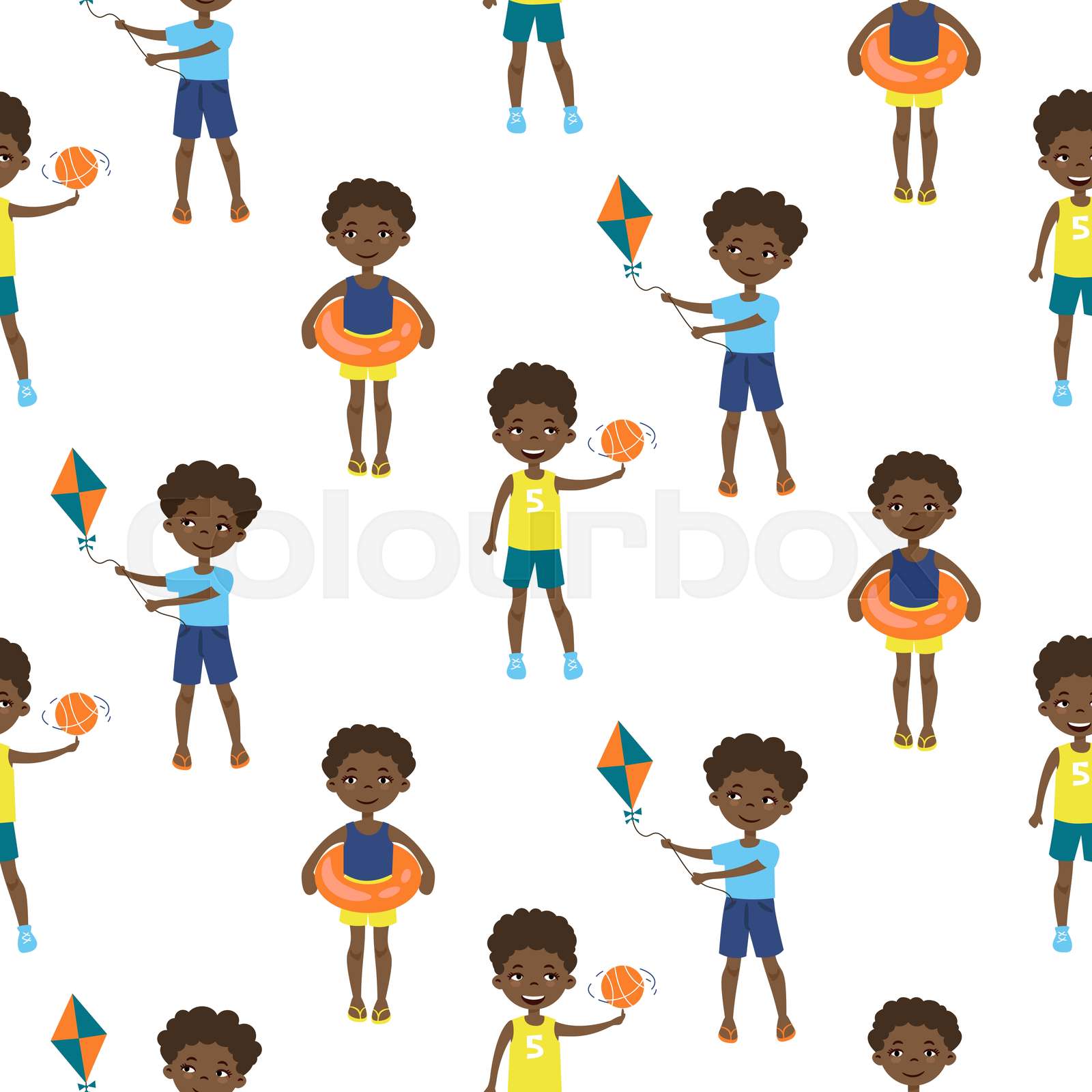 Boys vector cartoon style seamless pattern. | Stock vector | Colourbox