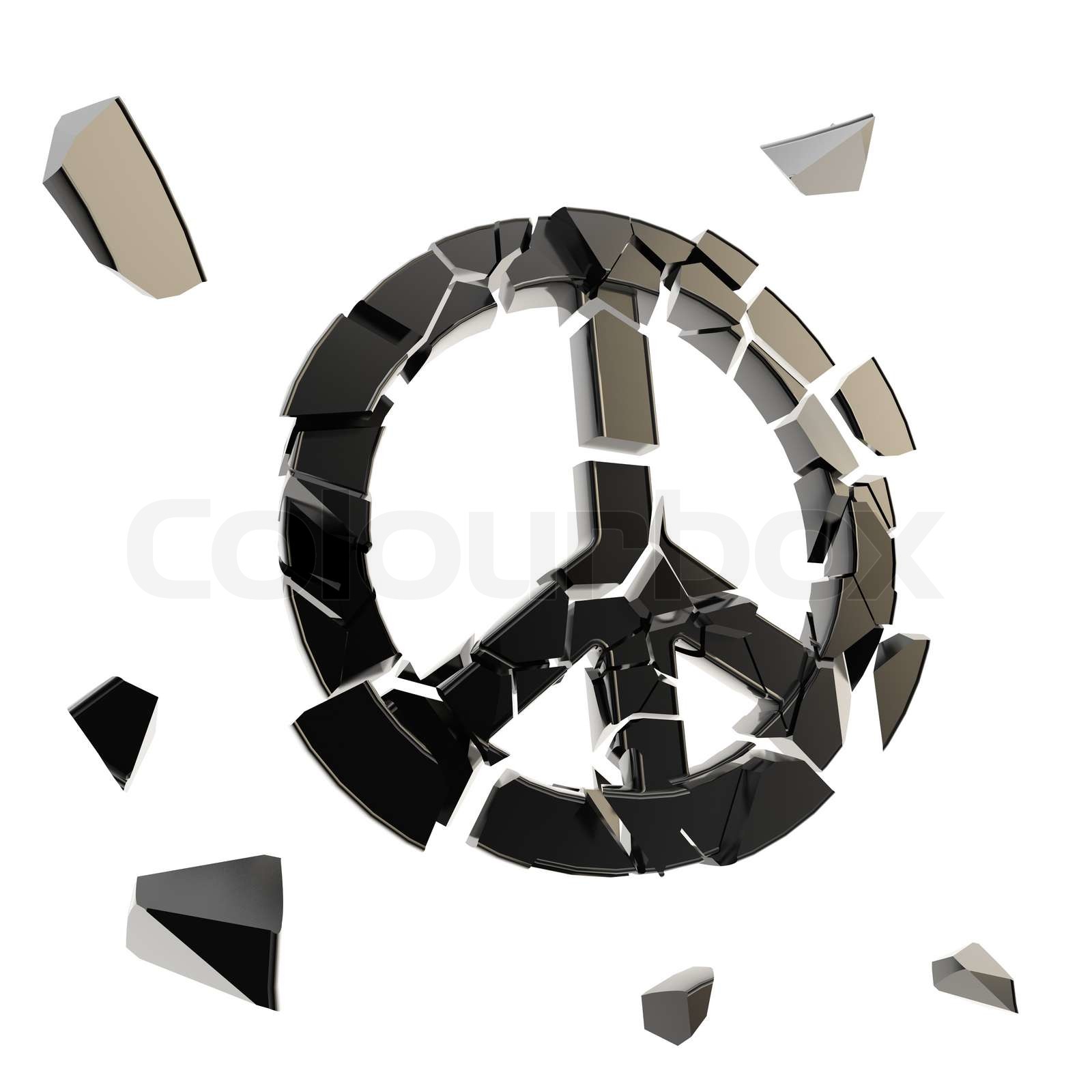 Peace icon broken into tiny black pieces isolated | Stock image | Colourbox