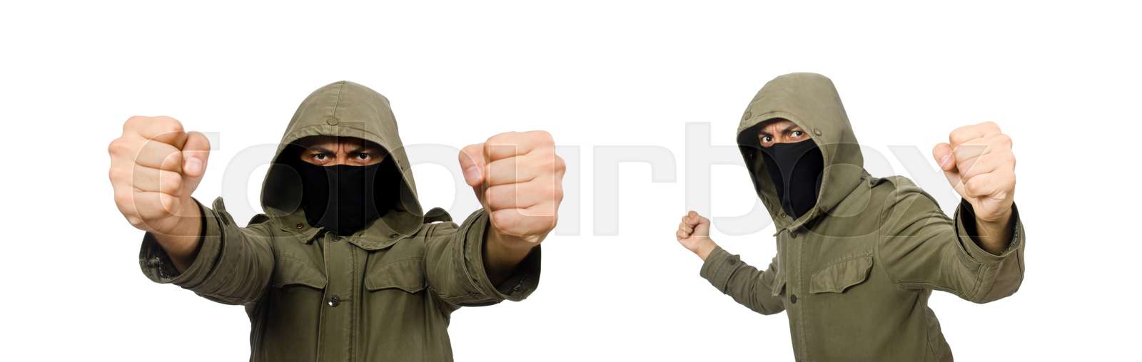 Criminal wearing mask isolated on white | Stock image | Colourbox