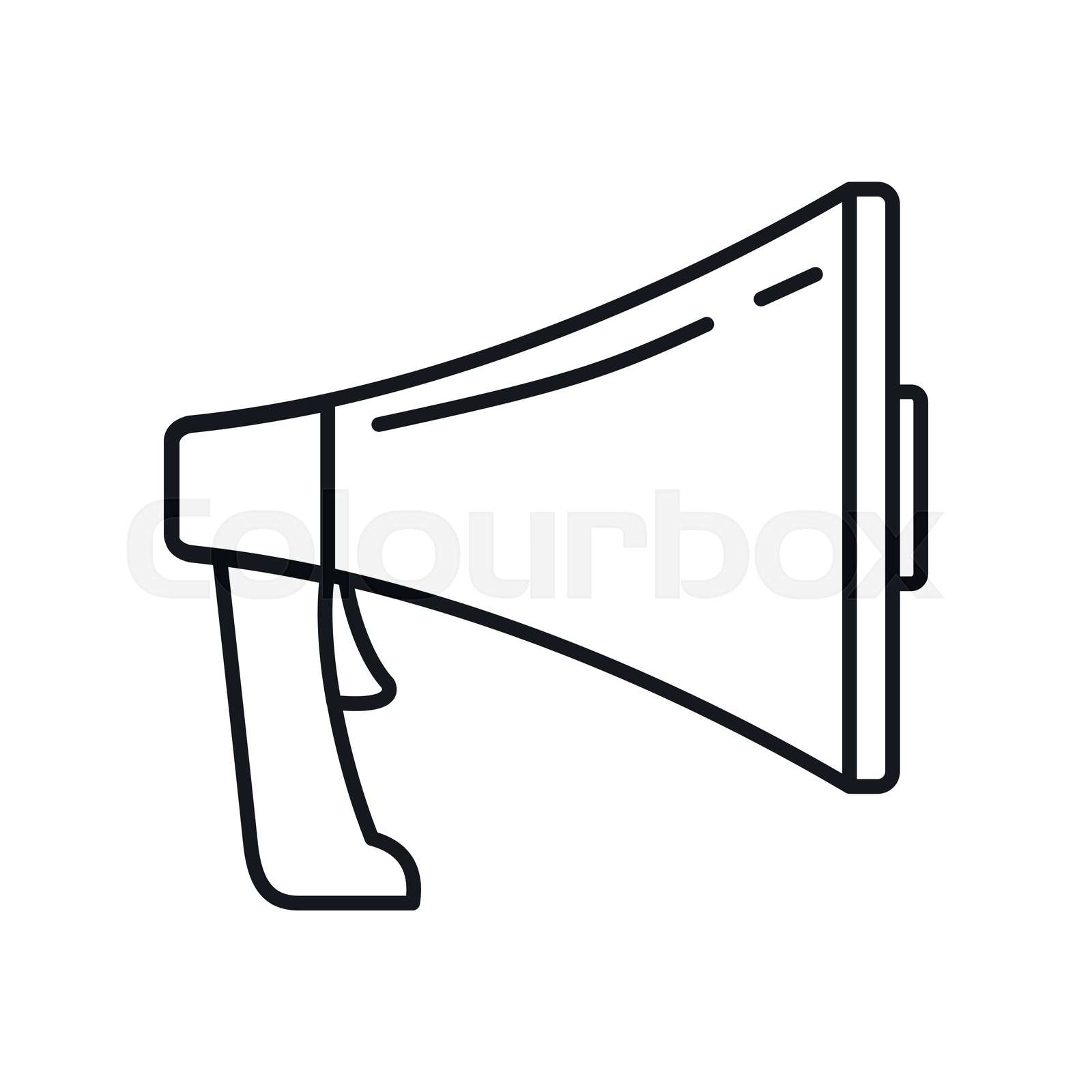 Vector Megaphone in outline style isolated on white | Stock vector ...