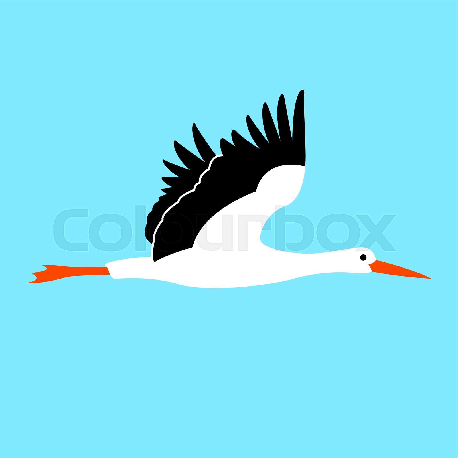 stork flying, vector illustration, flat style, | Stock vector | Colourbox