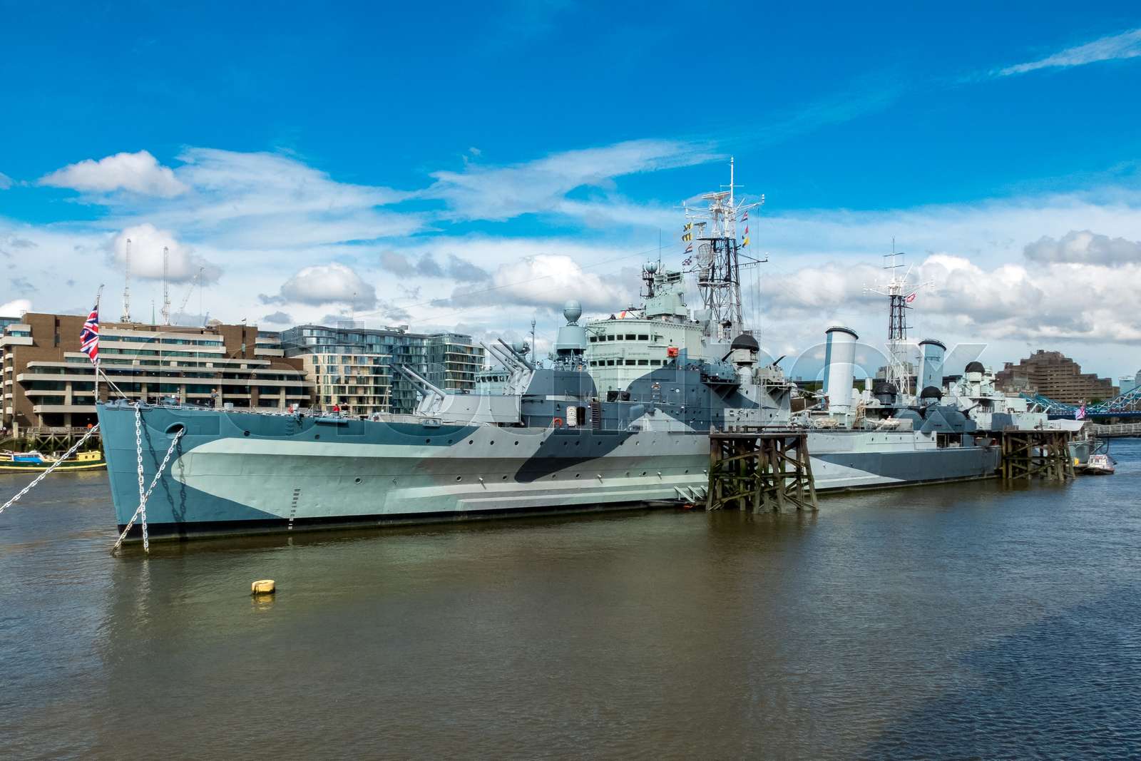 HMS Belfast ship moored in London | Stock image | Colourbox