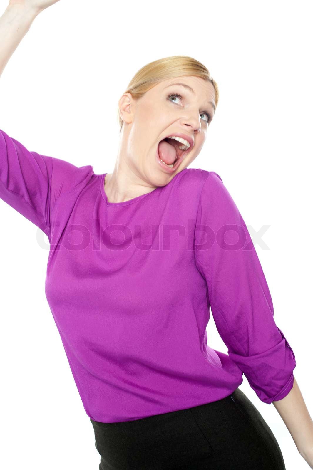 Its party time. Pretty lady freaking out | Stock image | Colourbox