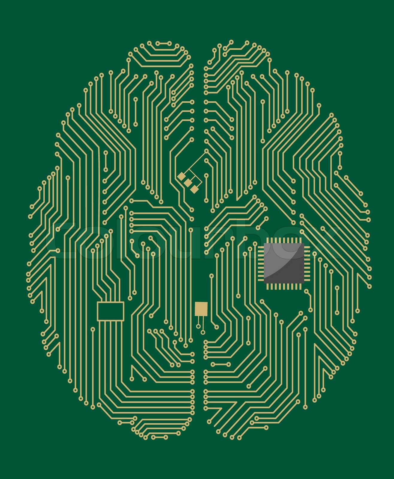 Motherboard brain with computer chip | Stock vector | Colourbox