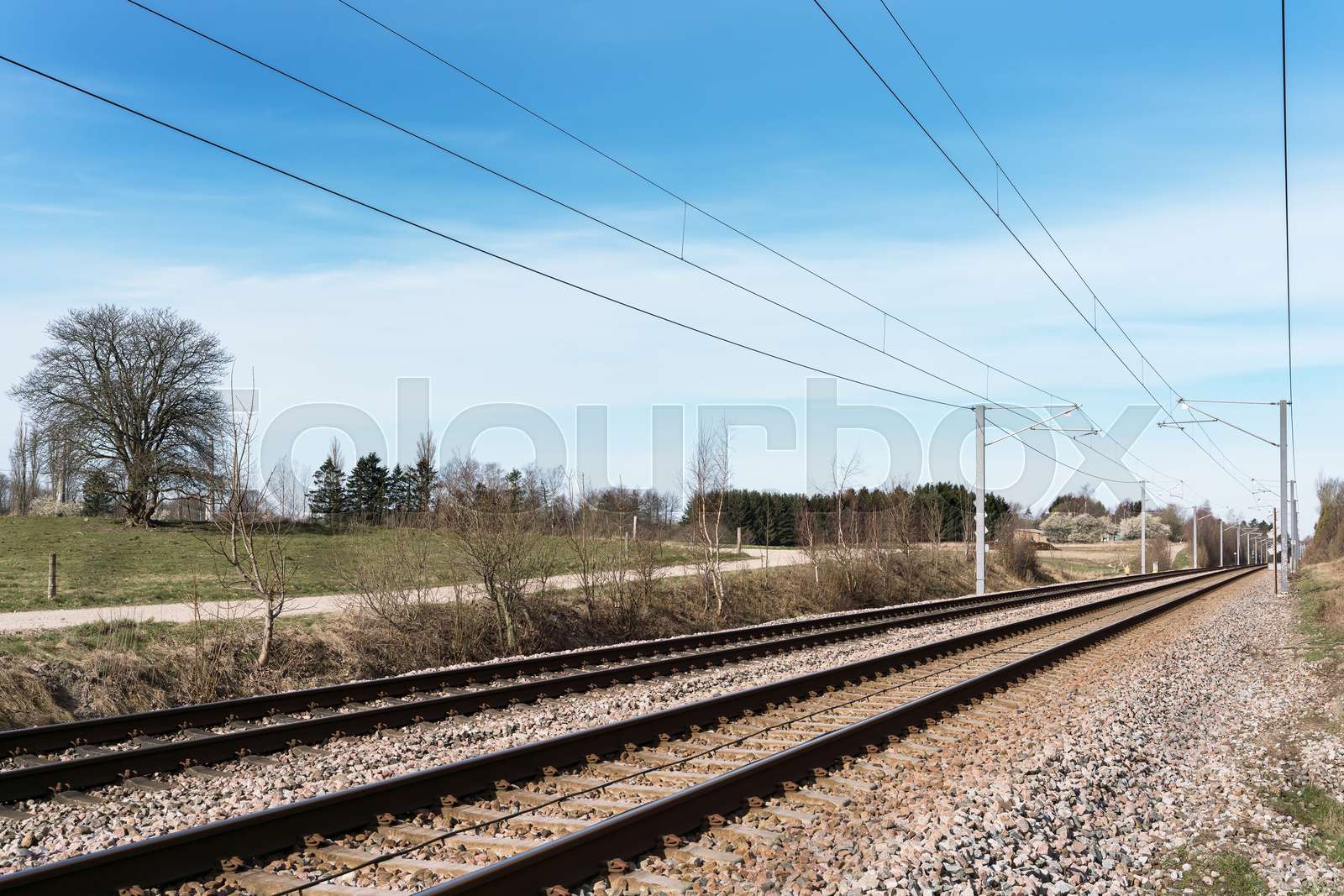 Double railroad tracks | Stock image | Colourbox