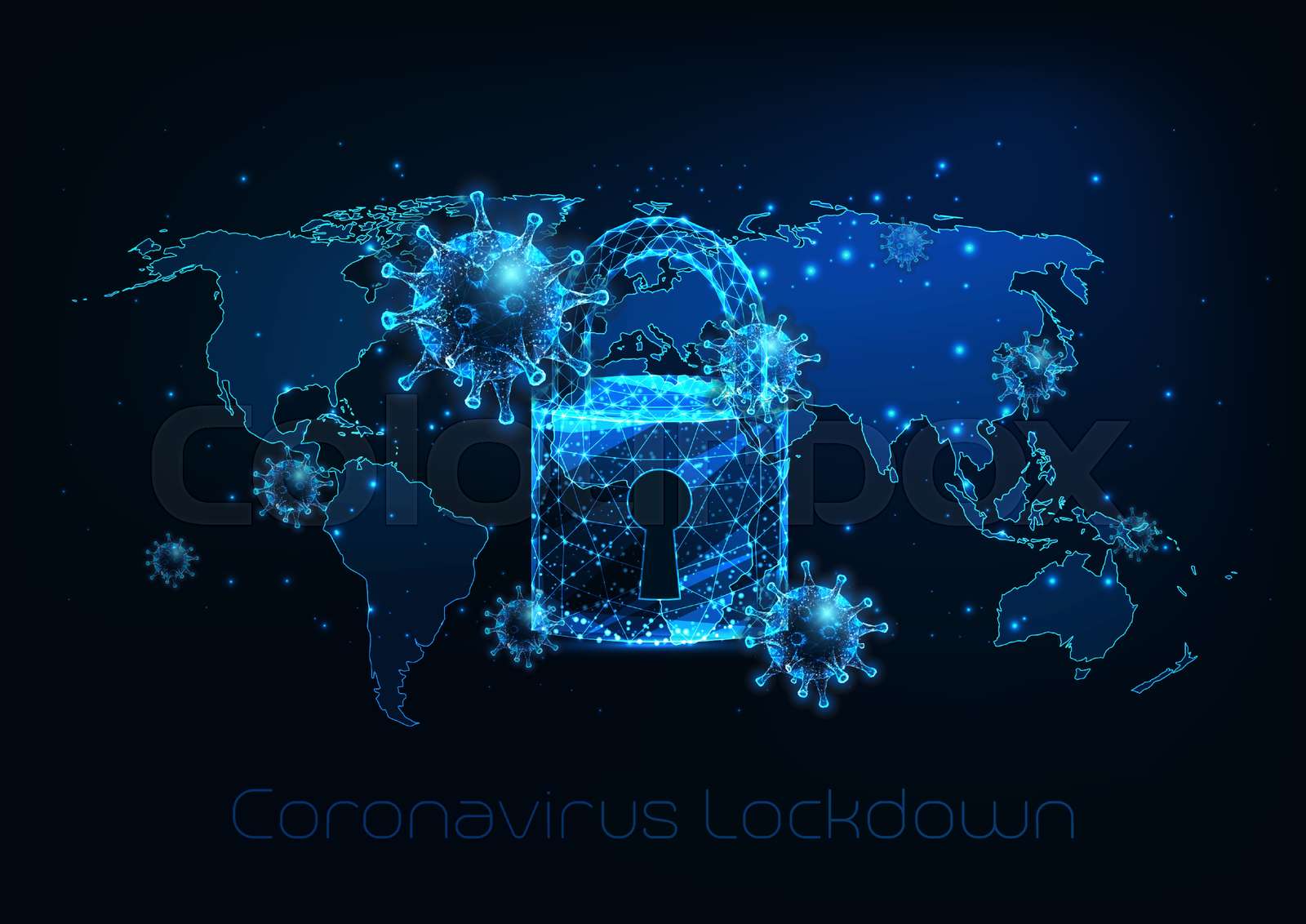 Futuristic global lockdown due to coronavirus COVID-19 disease with ...