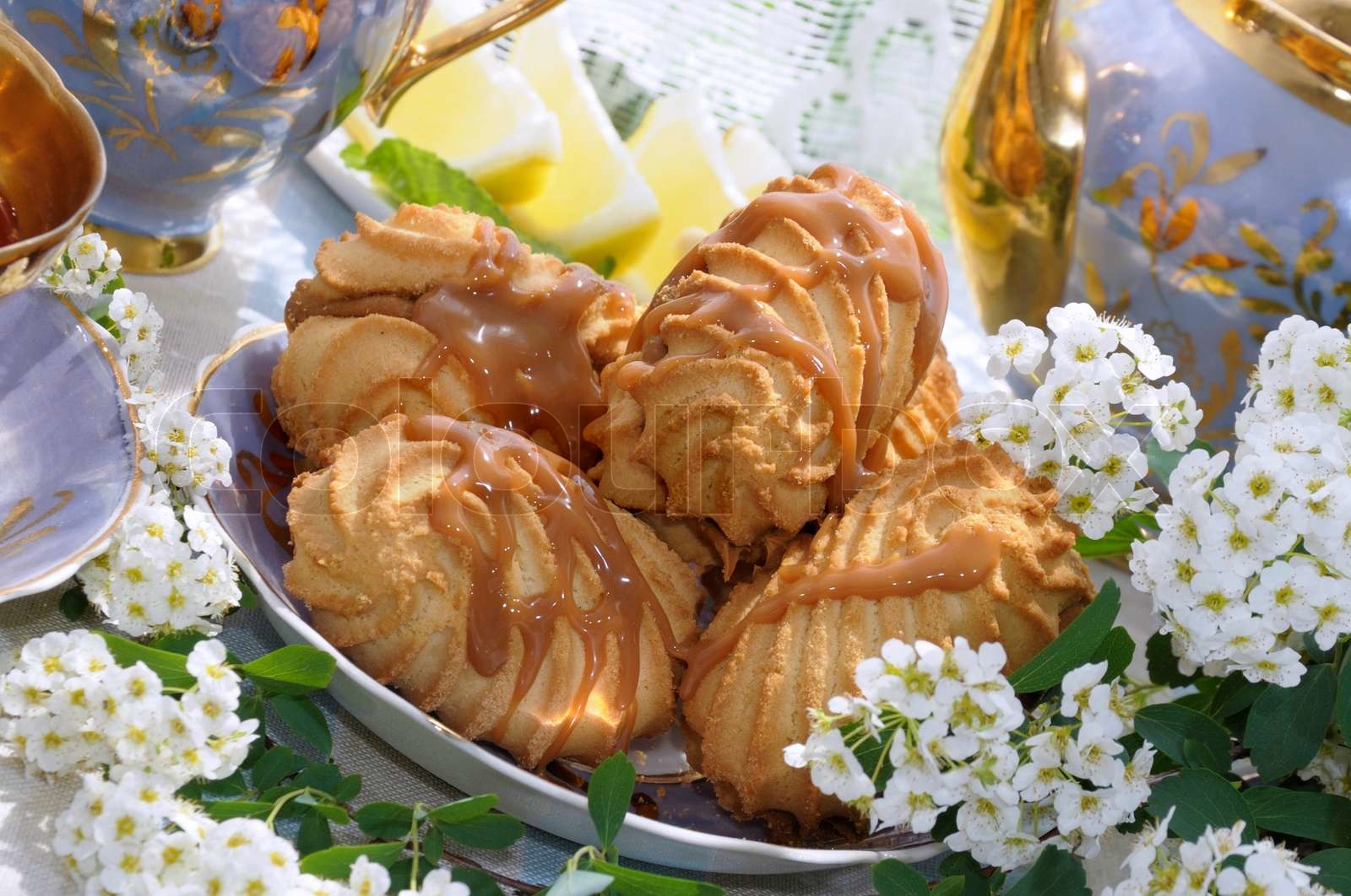 Morning tea with biscuits | Stock image | Colourbox