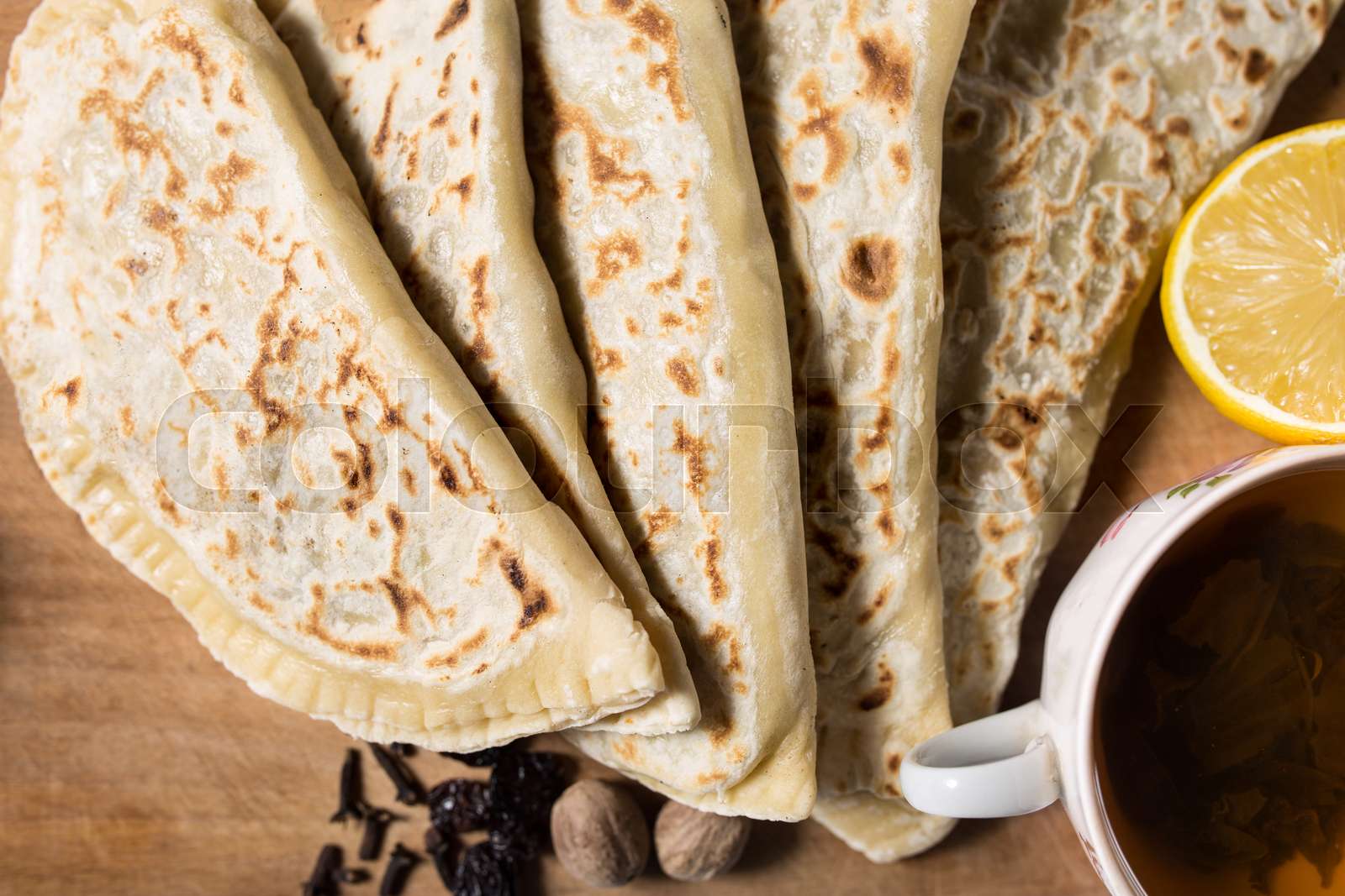 Chapati with fruits for tea | Stock image | Colourbox