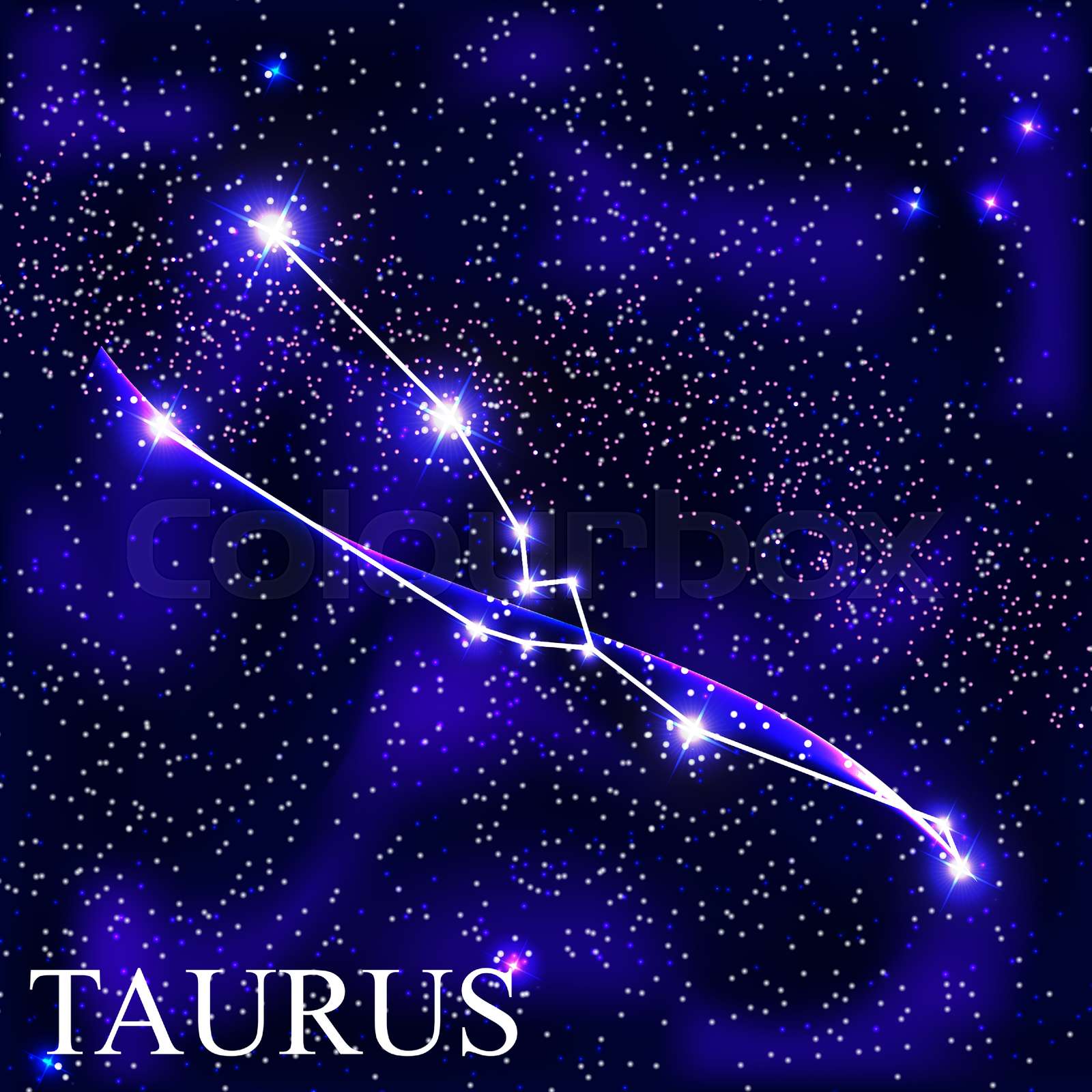 Taurus Zodiac Sign with Beautiful Bright Stars on the Background of ...