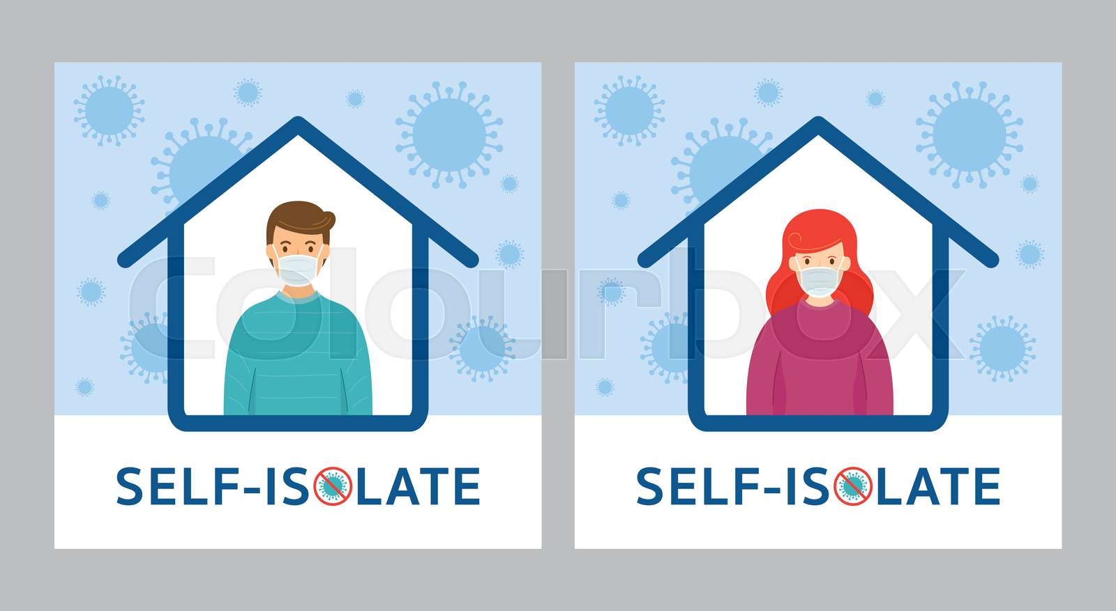 Covid-19 Self-Isolate Symbol Sign Vector | Stock vector | Colourbox