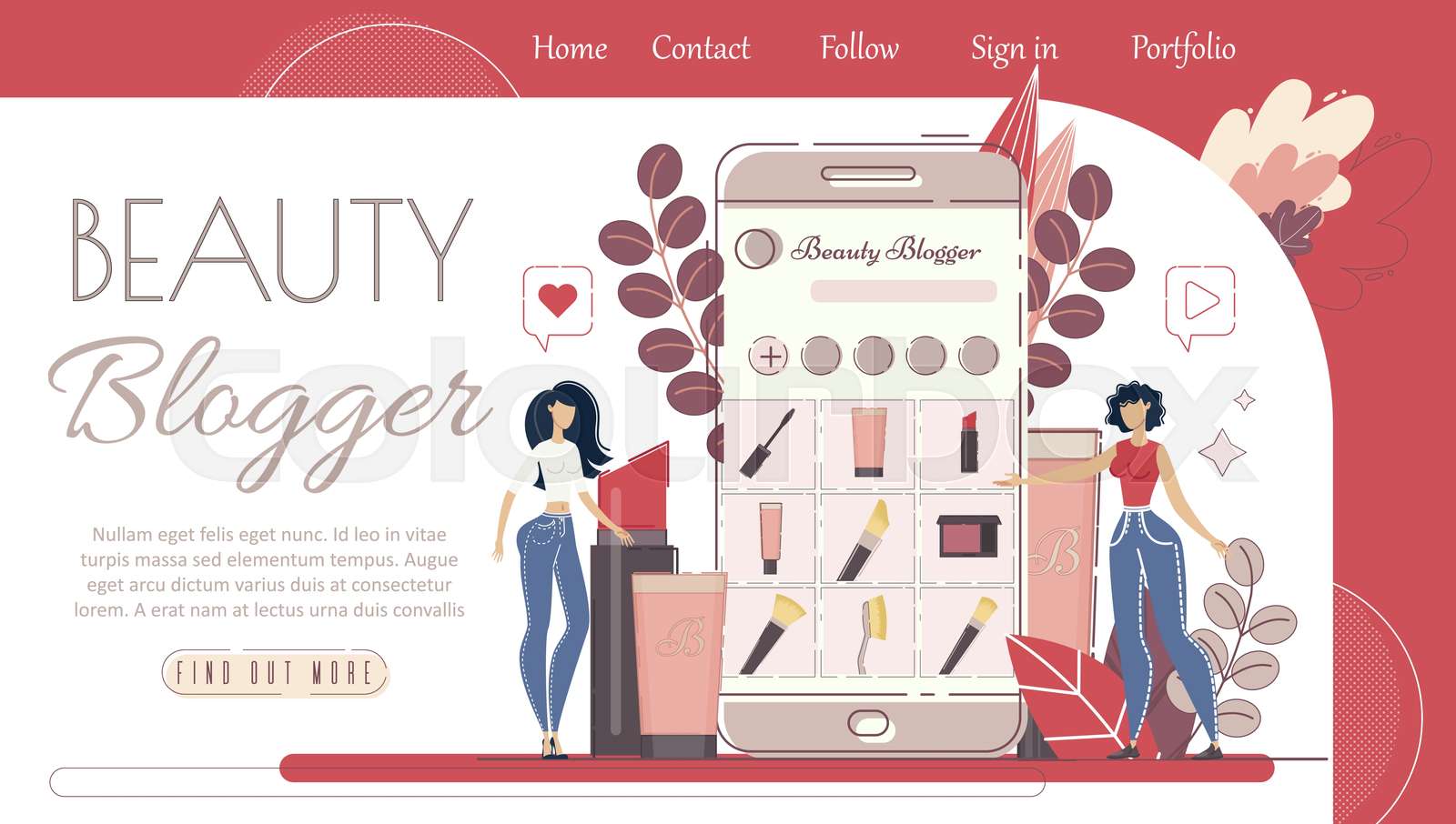 Makeup Specialist, Beauty Blogger Vector Webpage | Stock vector | Colourbox