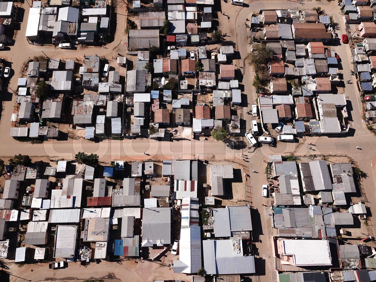 Aerial view over a township in South Africa | Stock image | Colourbox