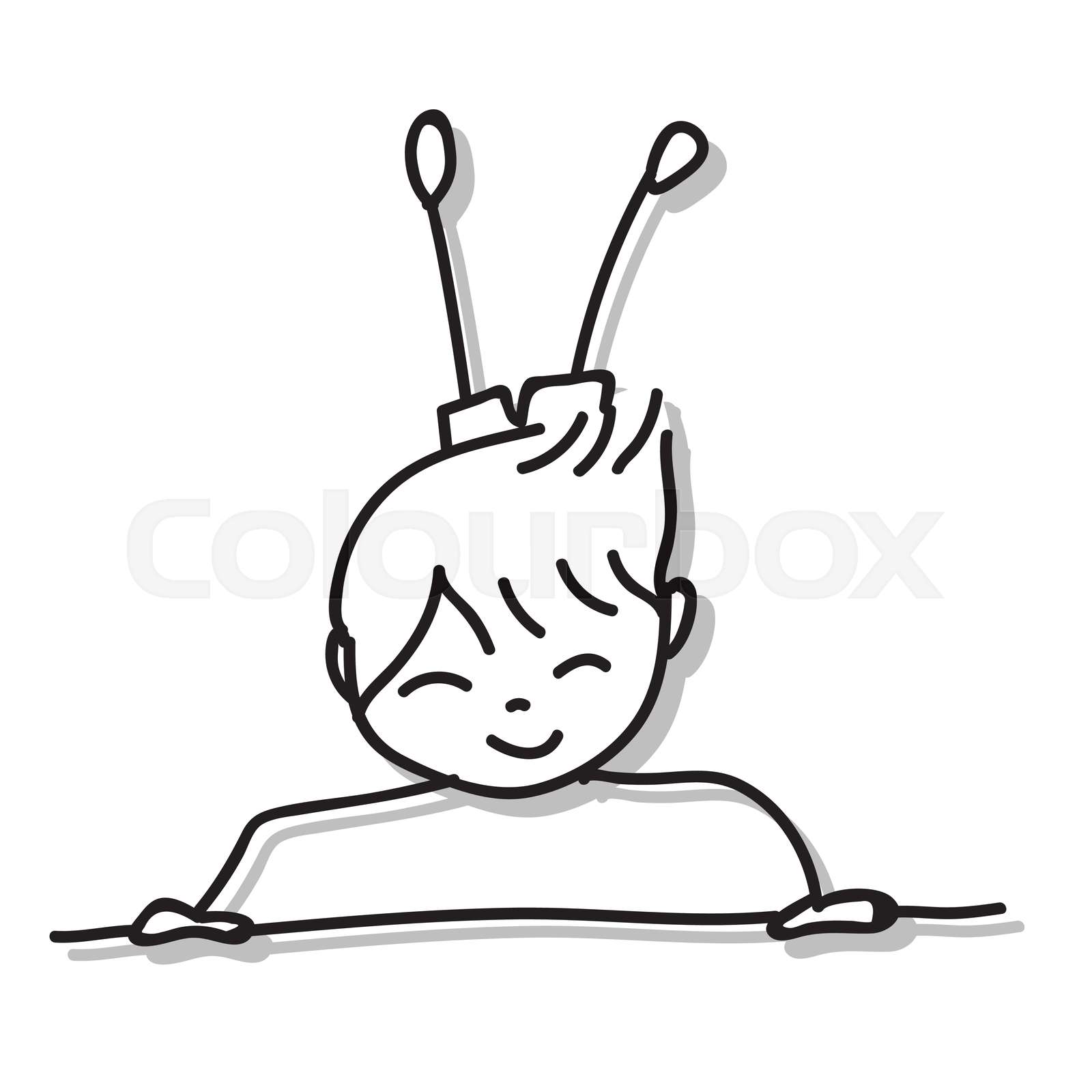 Hand drawing doodle cartoon character happy boy happiness abstract ...