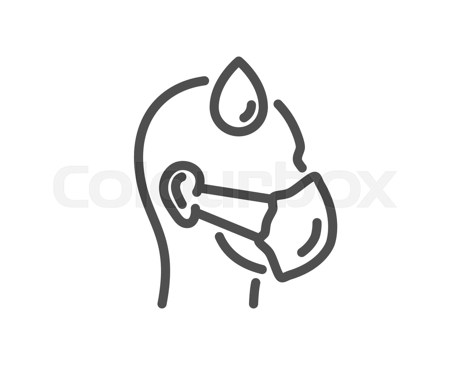 Sick man with medical mask line icon. Safety respiratory mask sign ...