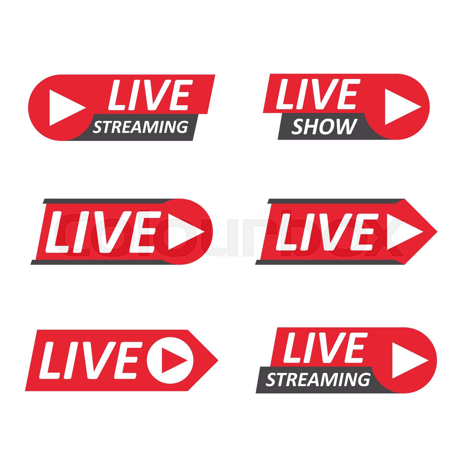 Live Stream signs set. Emblem, logo. | Stock vector | Colourbox