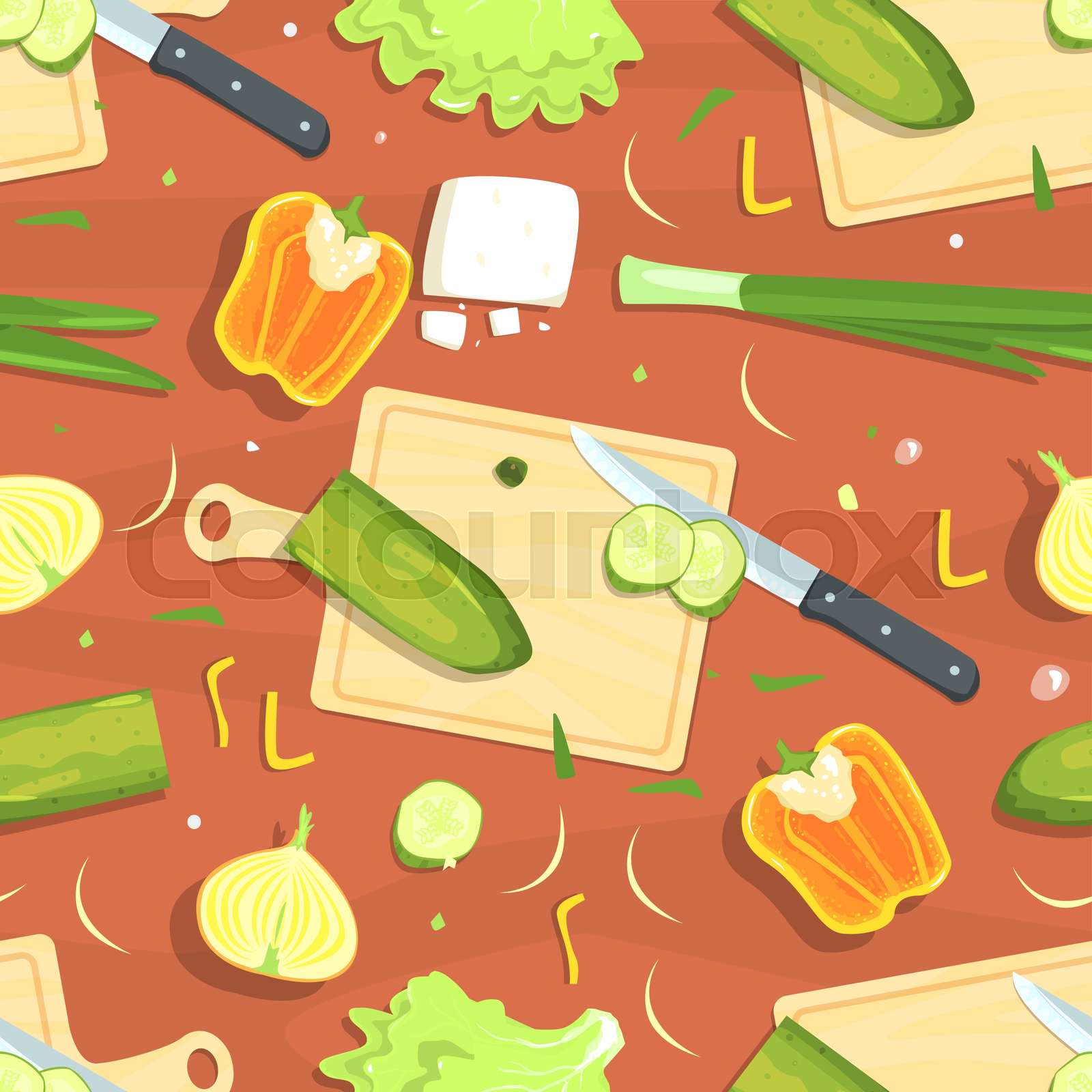 Culinary Seamless Pattern, Cooking and Healthy Eating Design Element ...